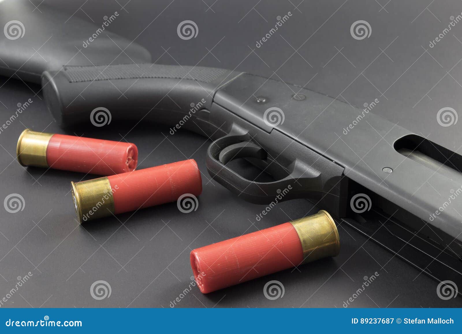 A Shotgun with Red Shotgun Shells Stock Image - Image of firearms ...