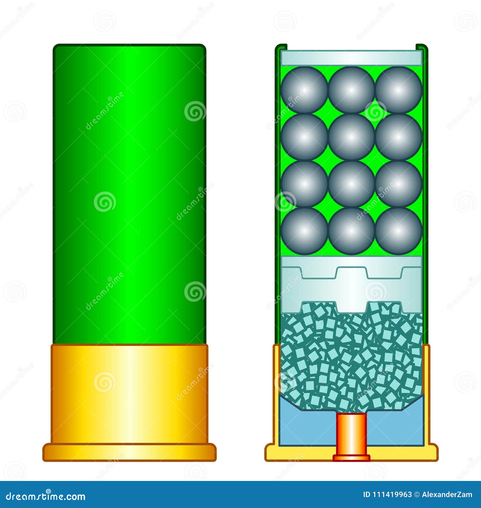 Shotgun shell illustration stock vector. Illustration of copper - 111419963