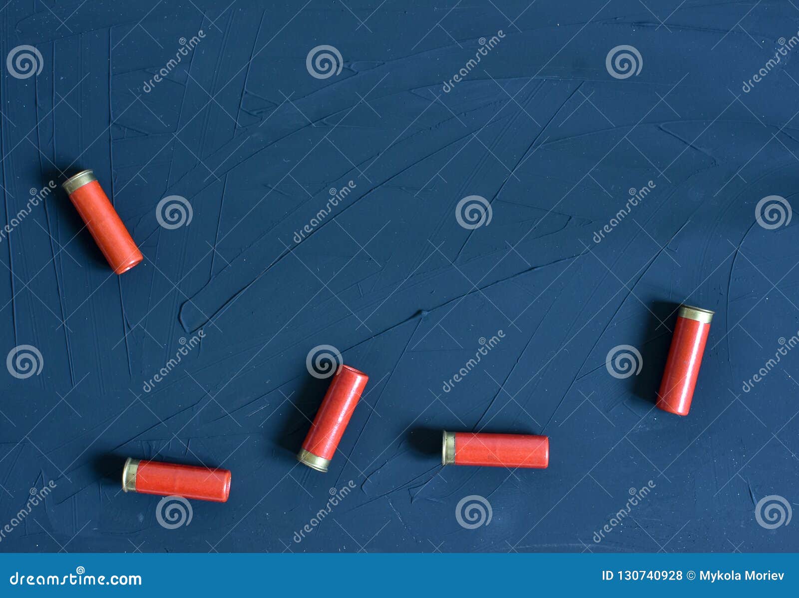 Shotgun Shells Isolated on Background. Top View. Copy Text Place. Stock ...