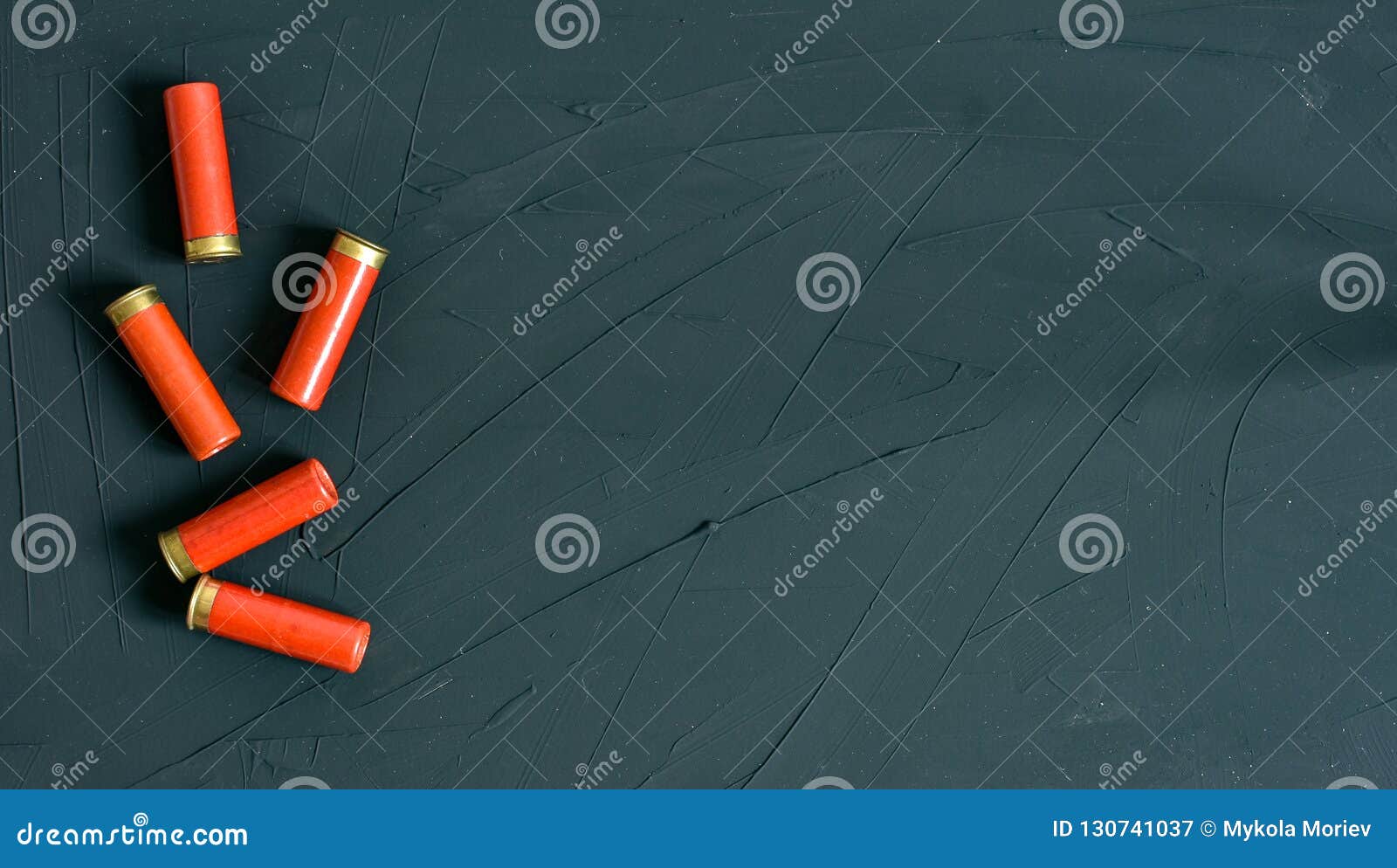 Shotgun Shells Isolated on Background. Top View. Copy Text Place. Stock ...