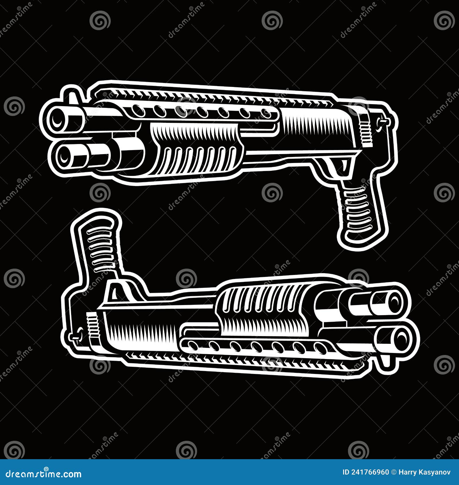 Shotgun Gun Vector Illustration Rifle Military. Isolated White Shotgun ...
