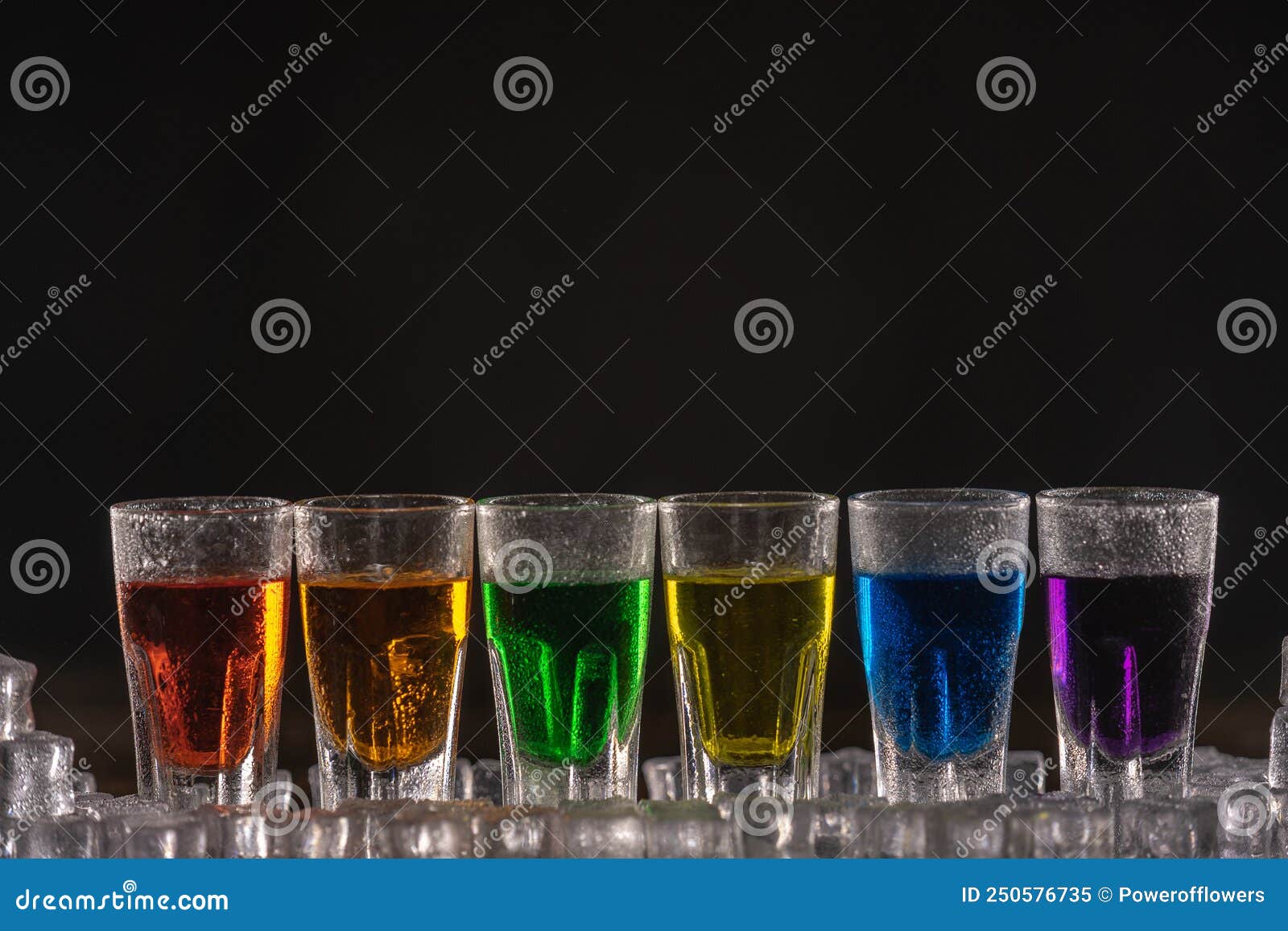 Shots with Multicolored Alcohol, Standing in a Row Stock Image - Image ...