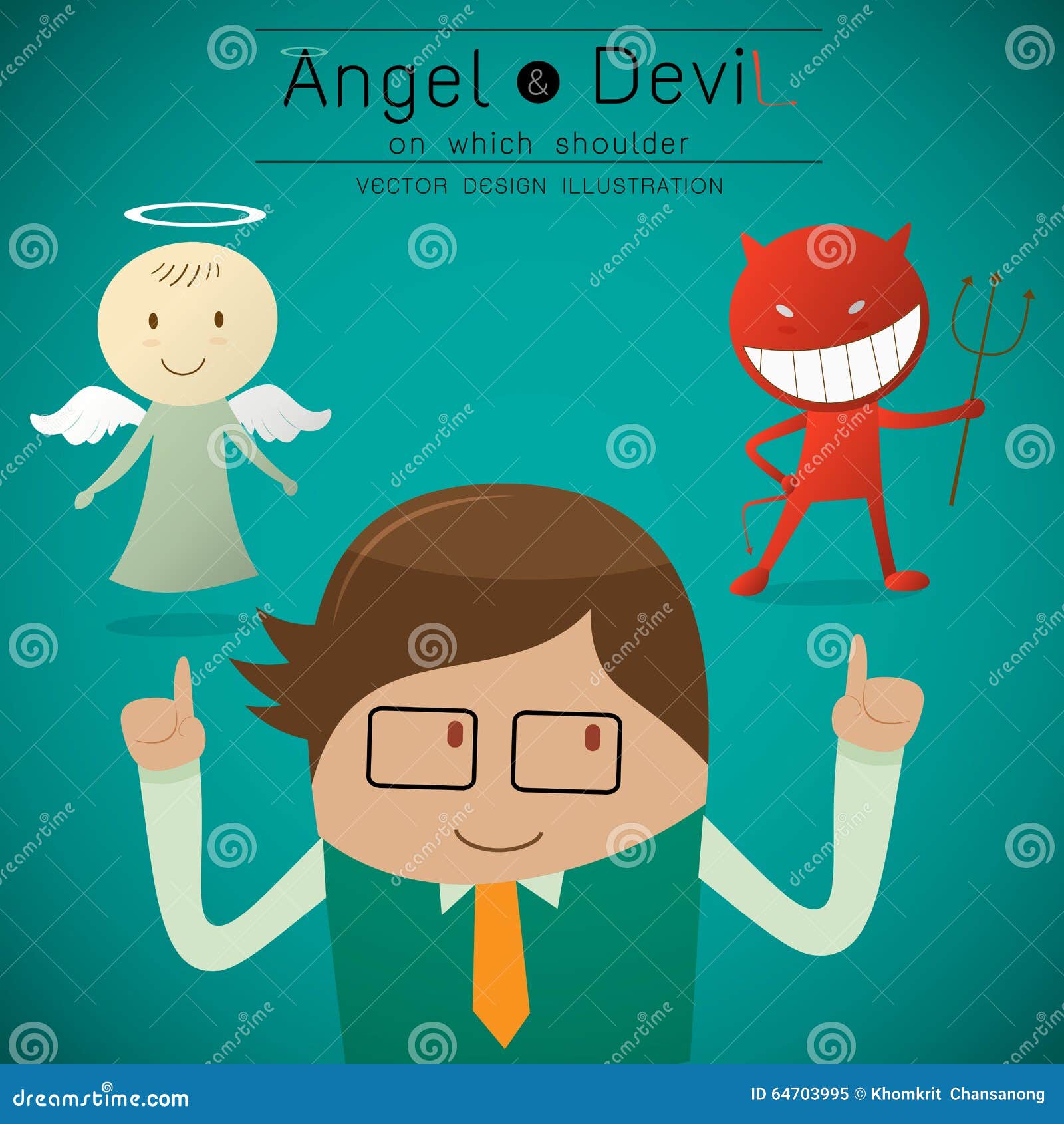 Shoulder Devil And Angel Vector Illustration Doodle Sketch Hand ...