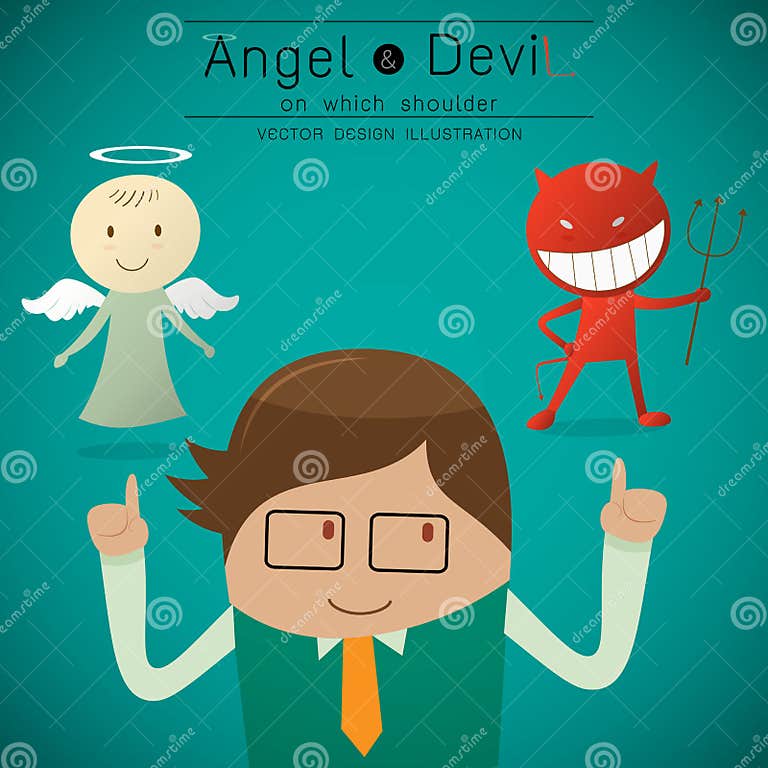 Shoulder angel and devil stock vector. Illustration of monster - 64703995