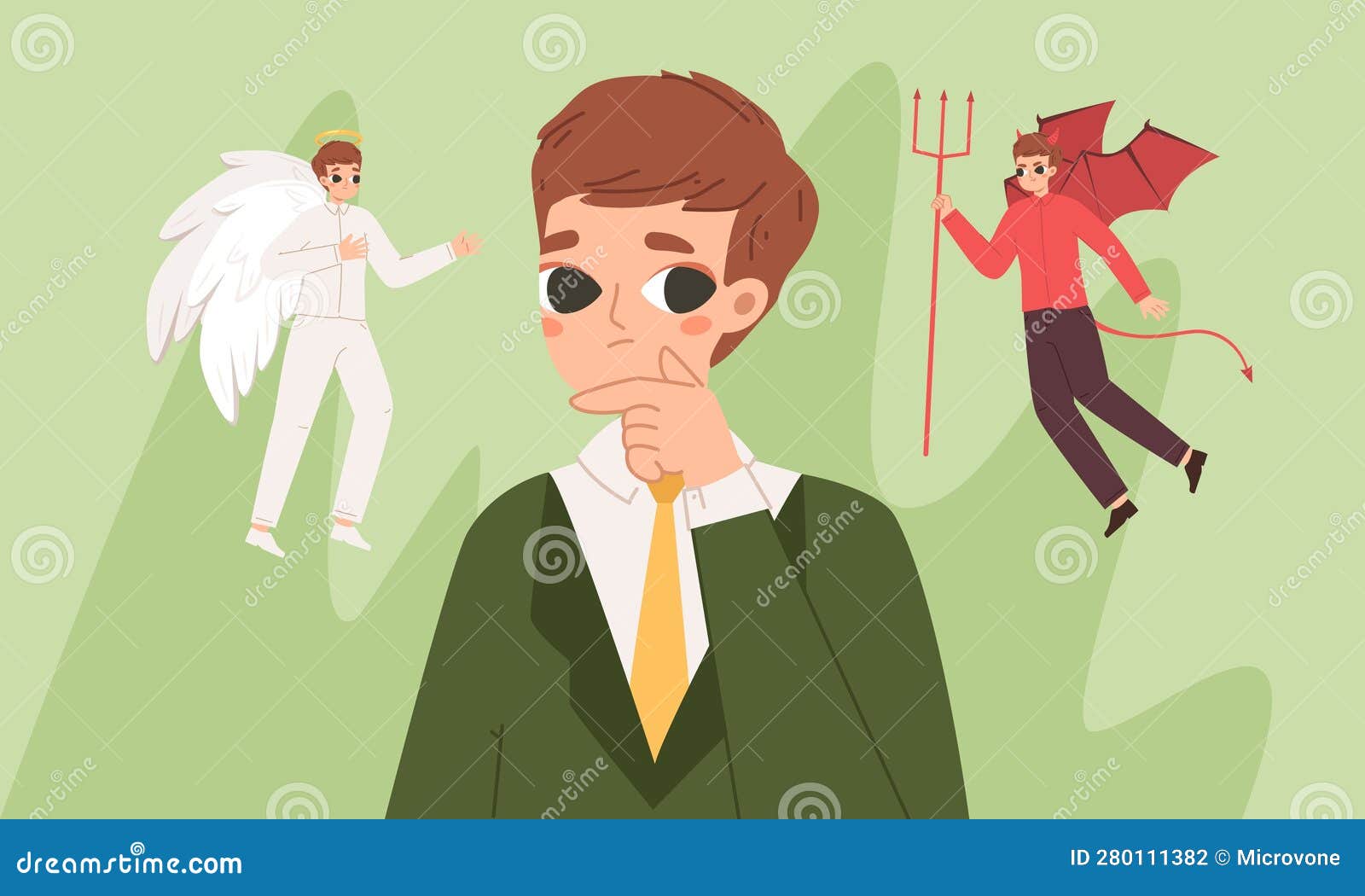 Shoulder Devil and Angel. Kind and Evil Human Advisor, Student, Teens ...