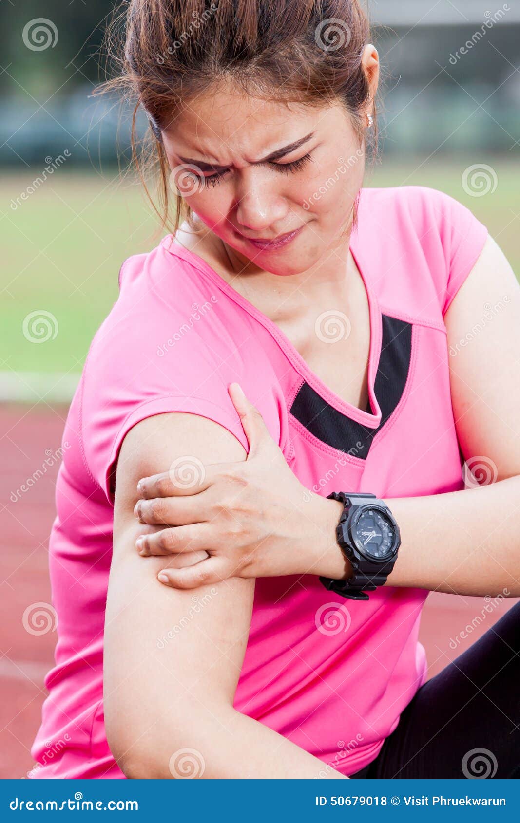 Shoulder injury stock photo. Image of sport, pink, white - 50679018