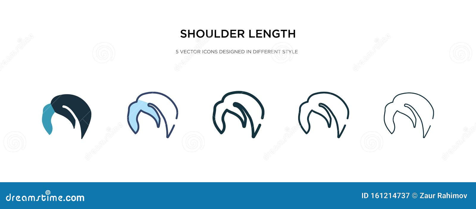 Shoulder Length Icon in Different Style Vector Illustration. Two ...