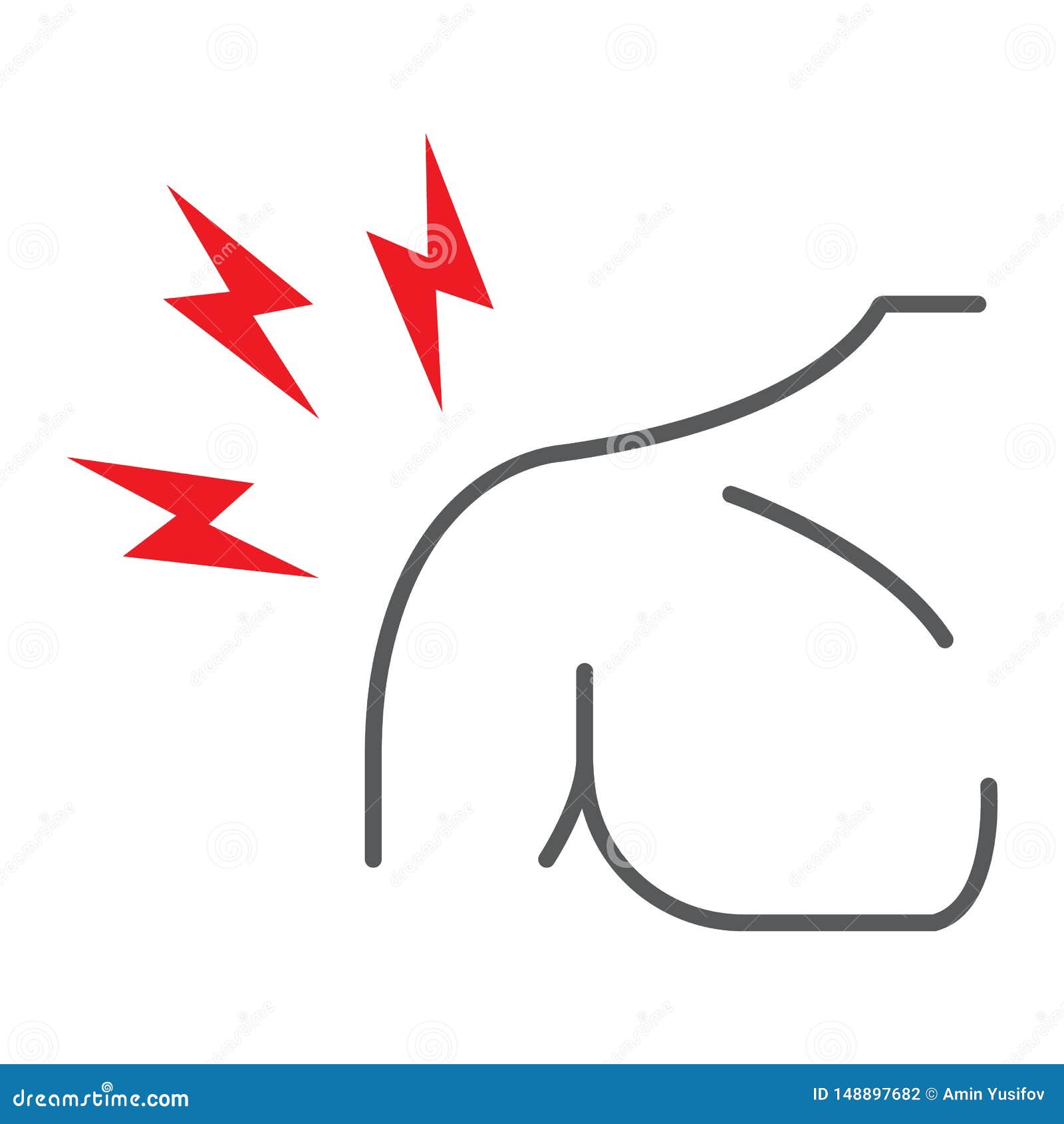 Shoulder Pain Thin Line Icon, Body and Injure, Shoulder Ache Sign ...