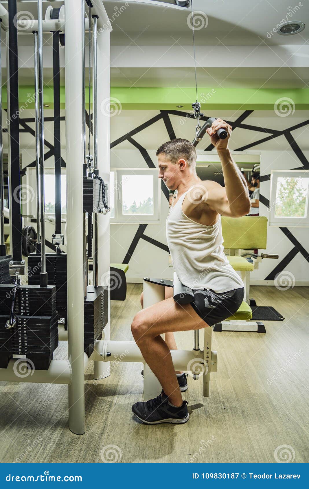 Shoulder Pull Down Exercise Stock Image - Image of resistance, muscular ...