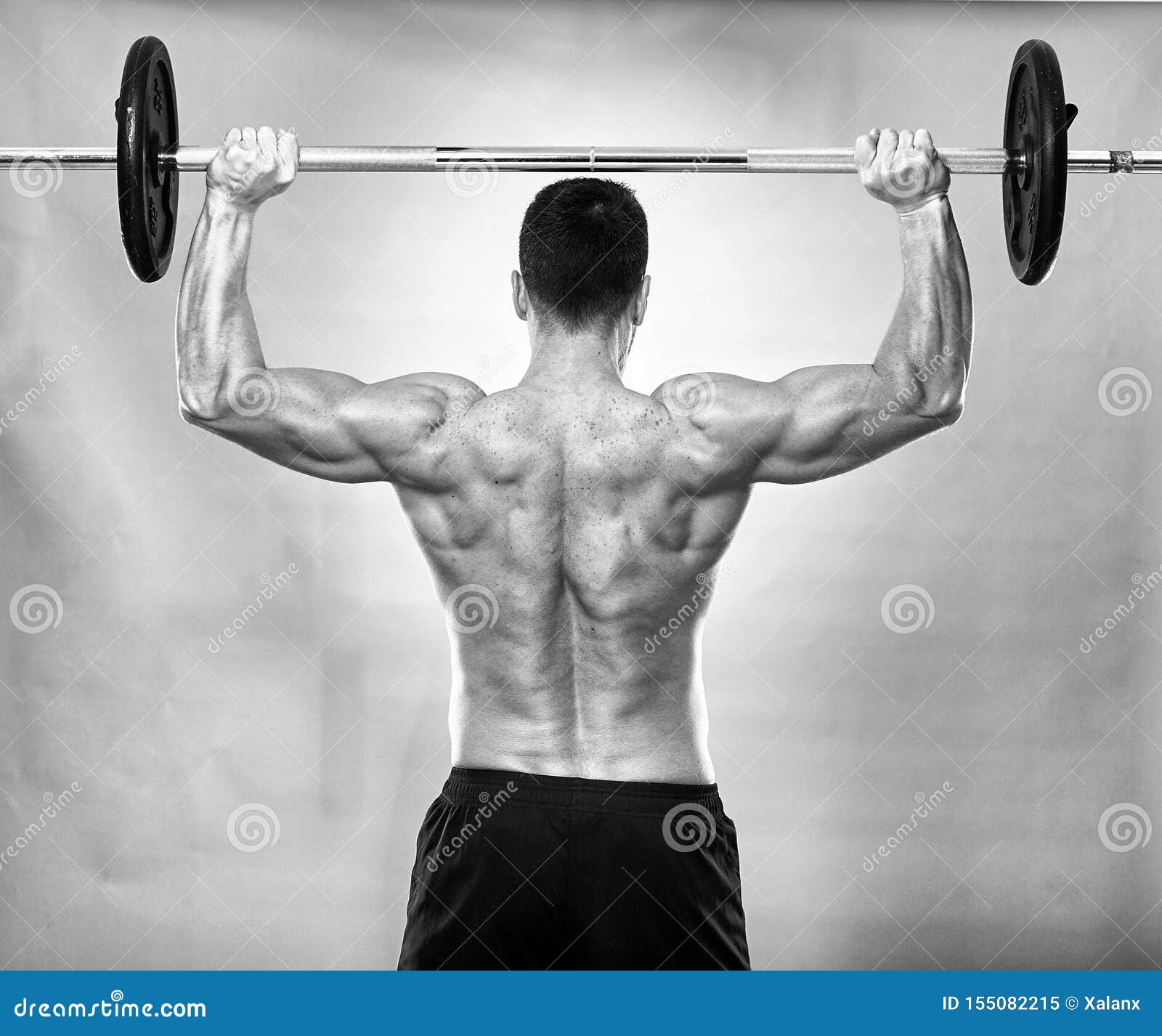 Shoulder Workout With Barbell Stock Image - Image of barbell, exercise ...