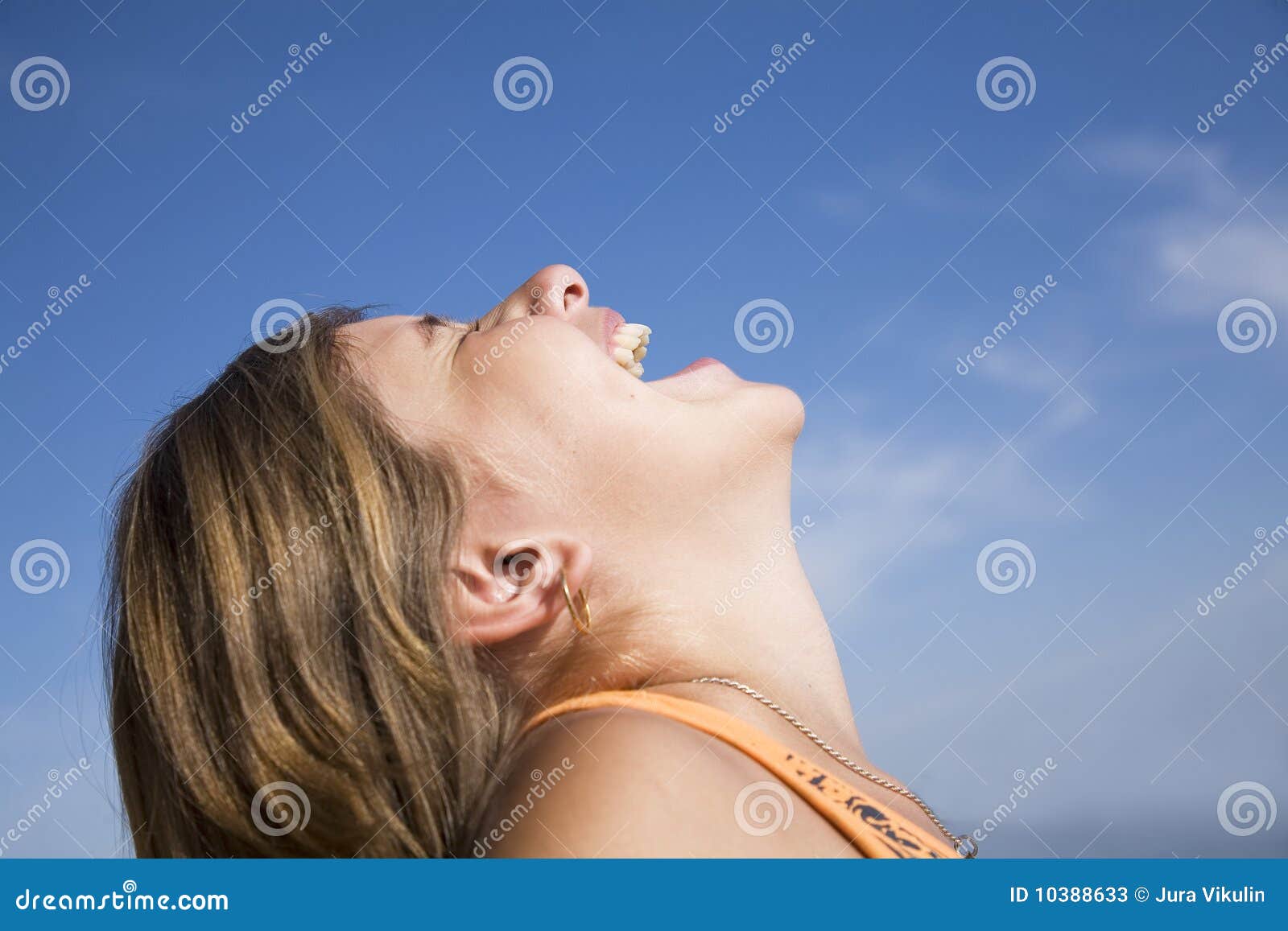 Shout in the sky stock image. Image of portrait, girl - 10388633