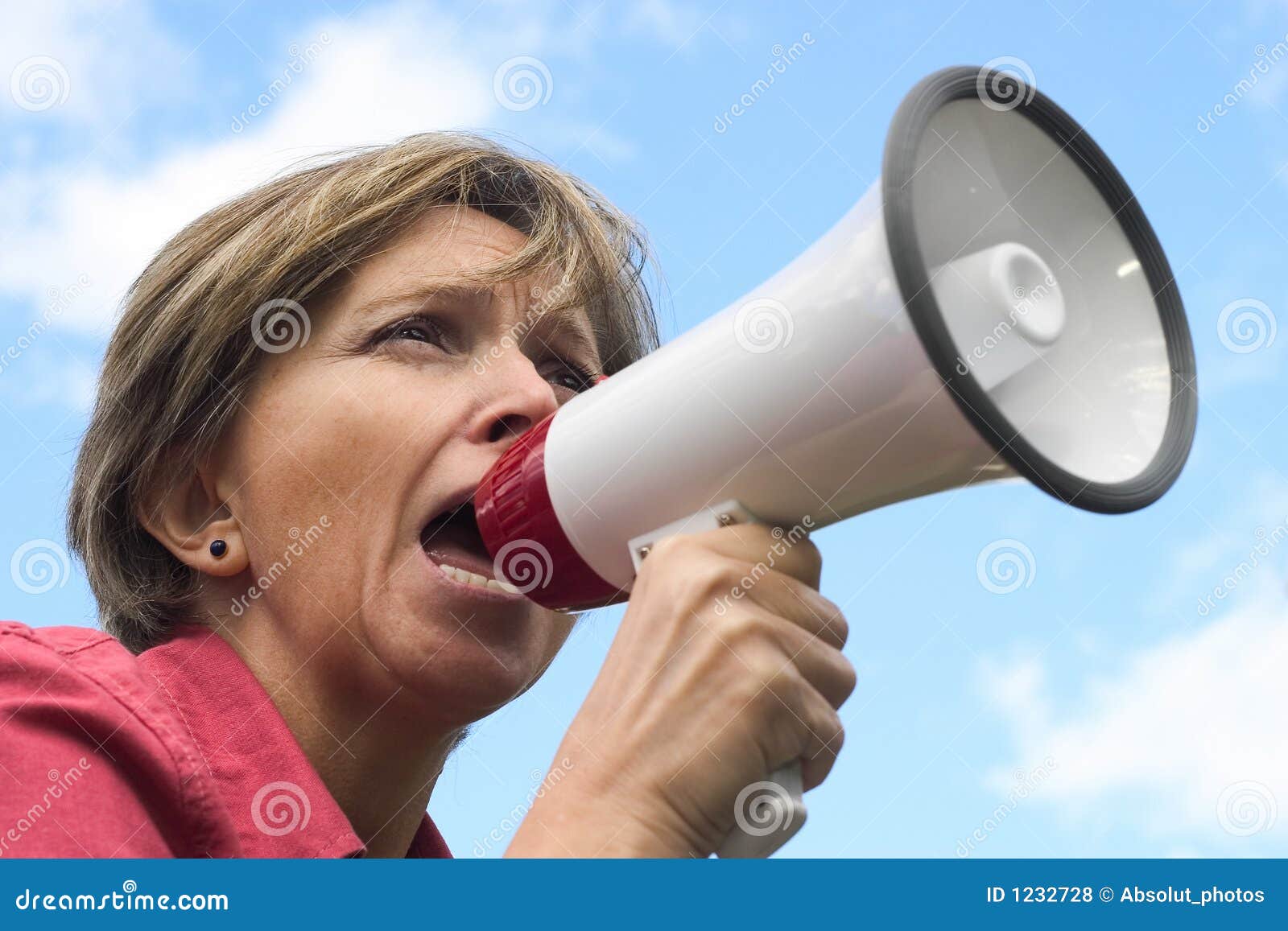 Shouting stock photo. Image of clouds, announce, megaphone - 1232728