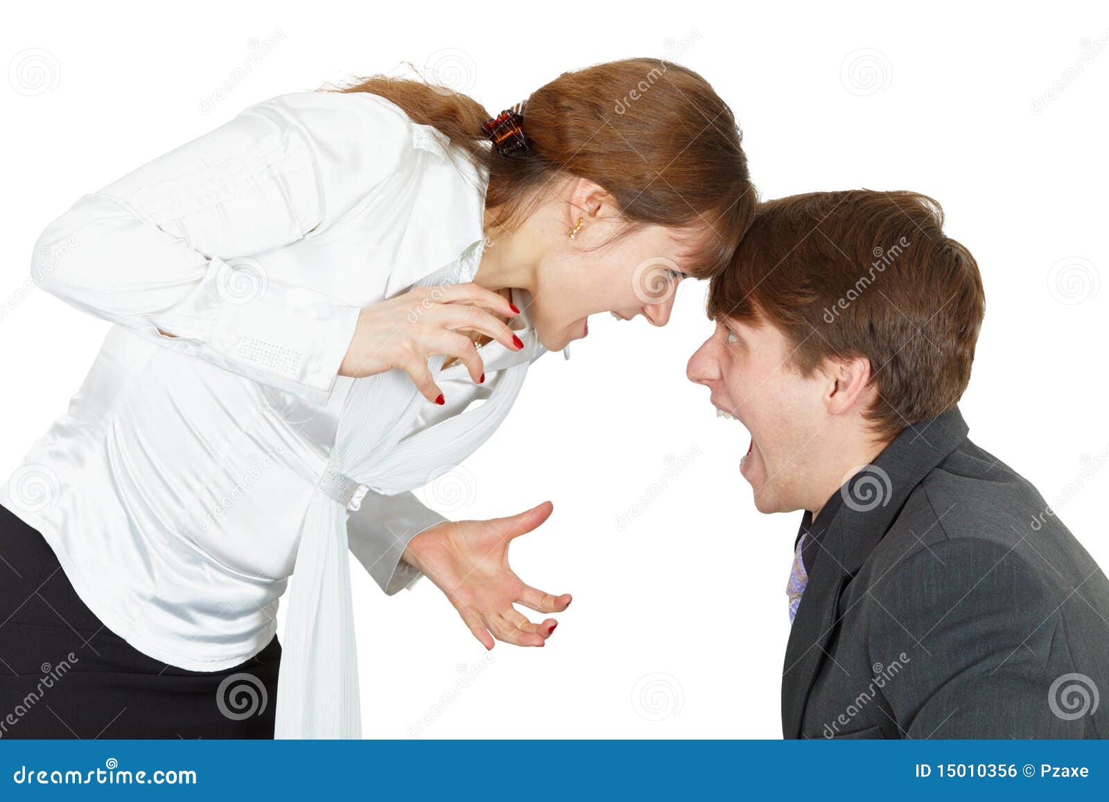 Shouting At Each Other Man And Woman Stock Photo - Image of white, male ...