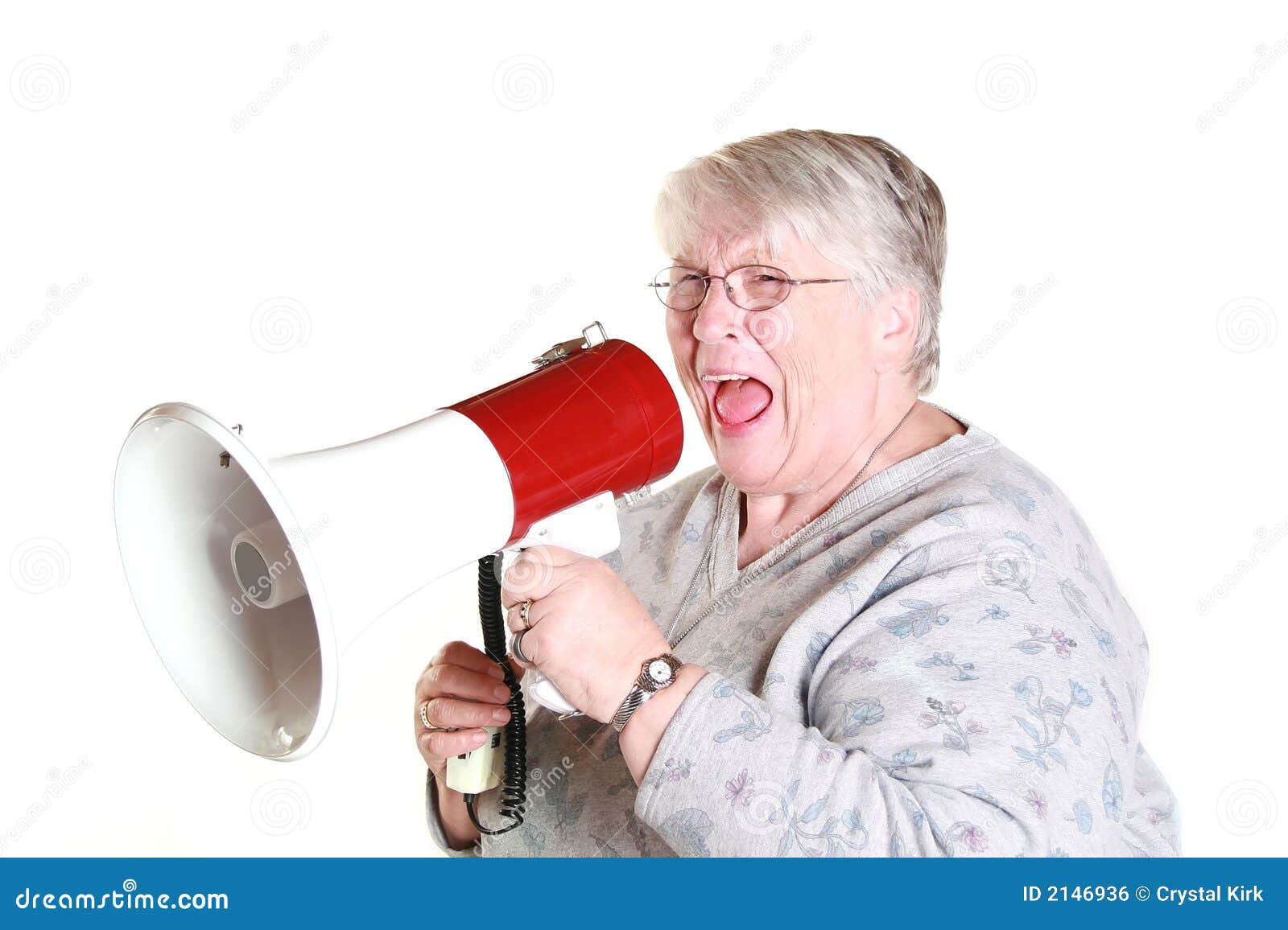 Shouting grandmother stock photo. Image of funny, bullhorn - 2146936
