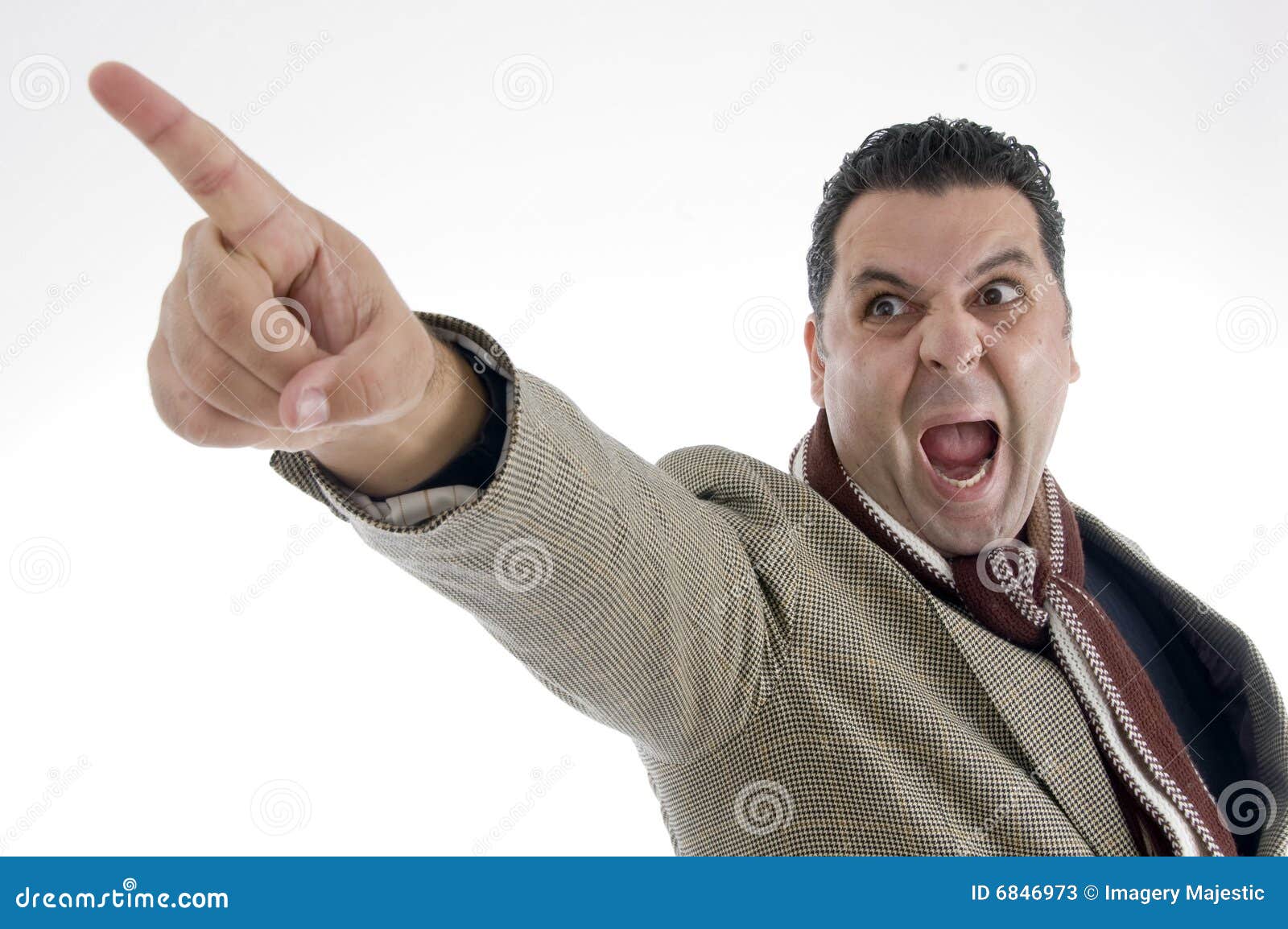 Shouting man pointing side stock image. Image of concept - 6846973