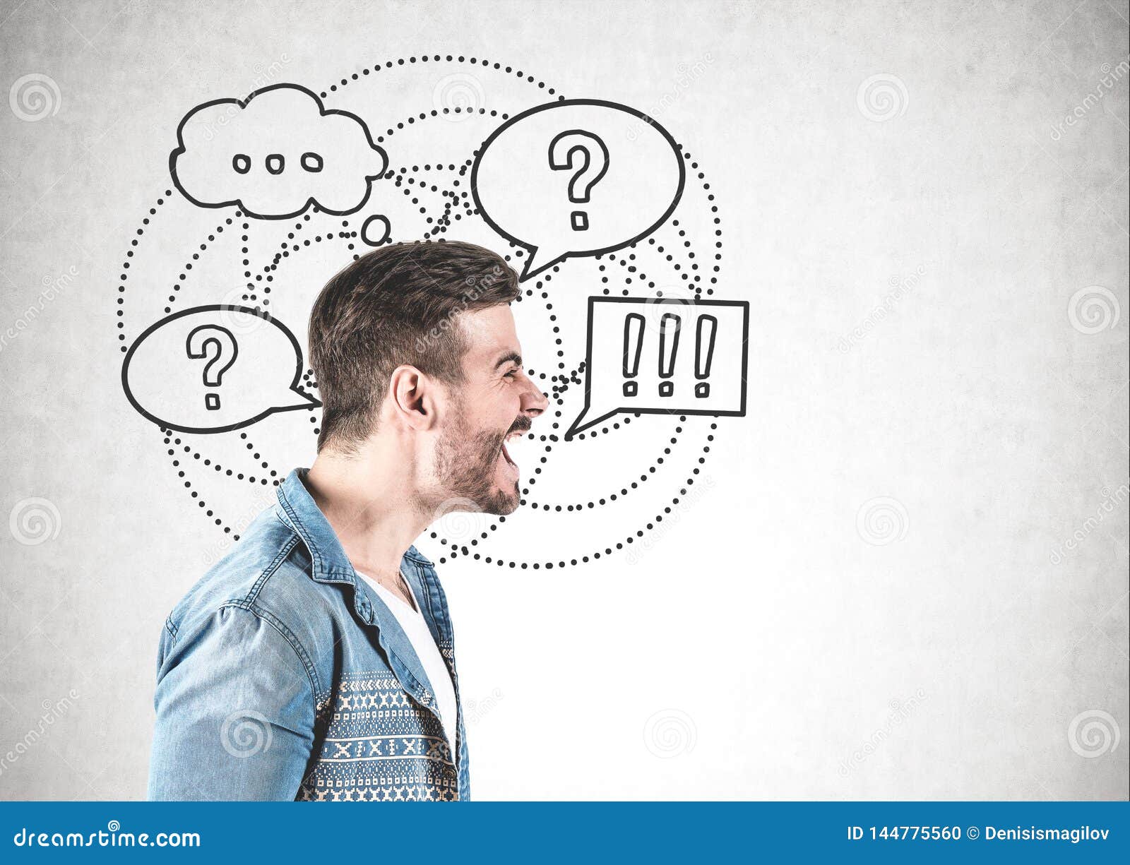 Shouting Man, Unsolved Questions Stock Photo - Image of beard ...