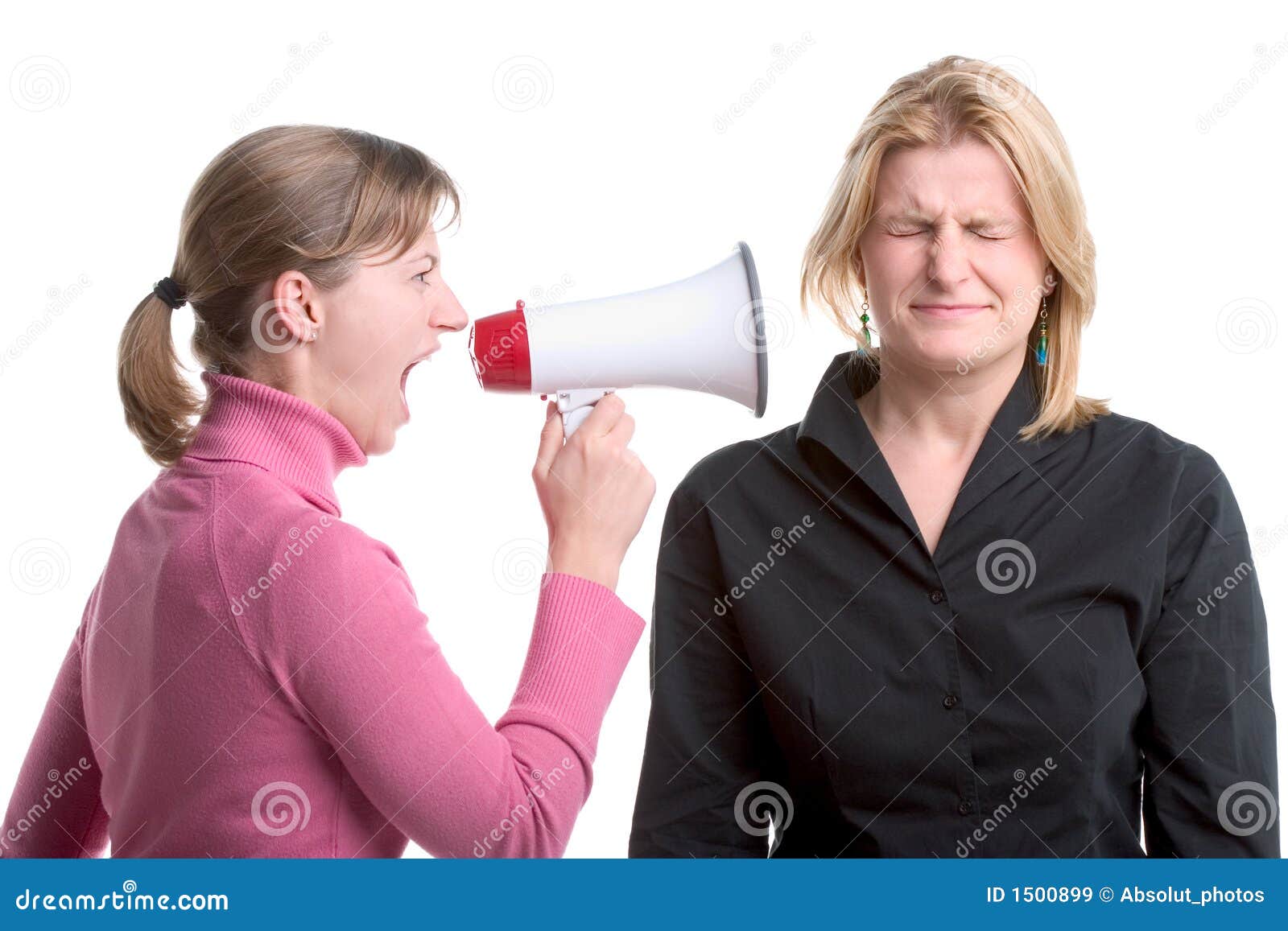 Shouting with a megaphone stock image. Image of blond - 1500899