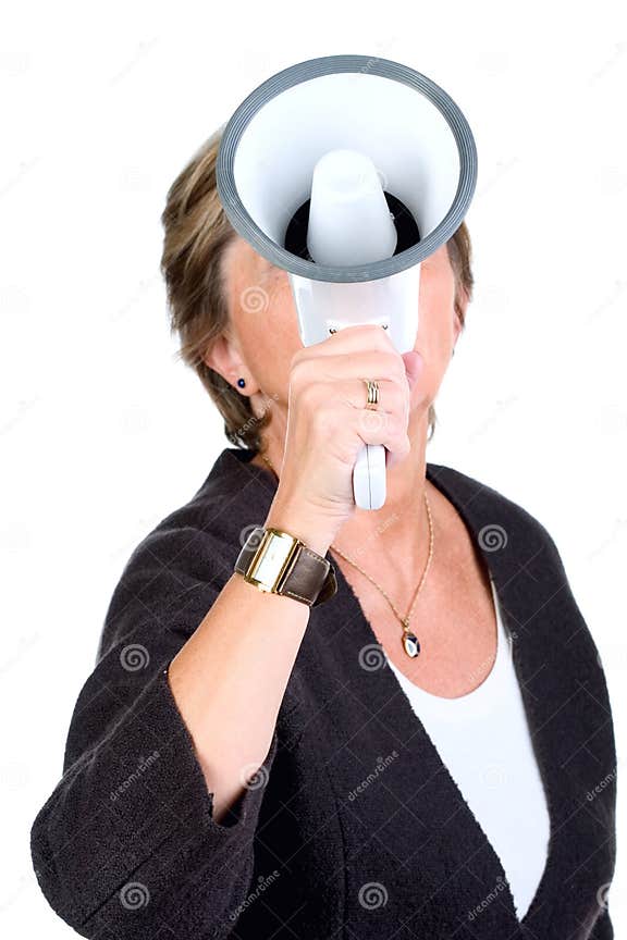 Shouting through megaphone stock image. Image of face - 1700635