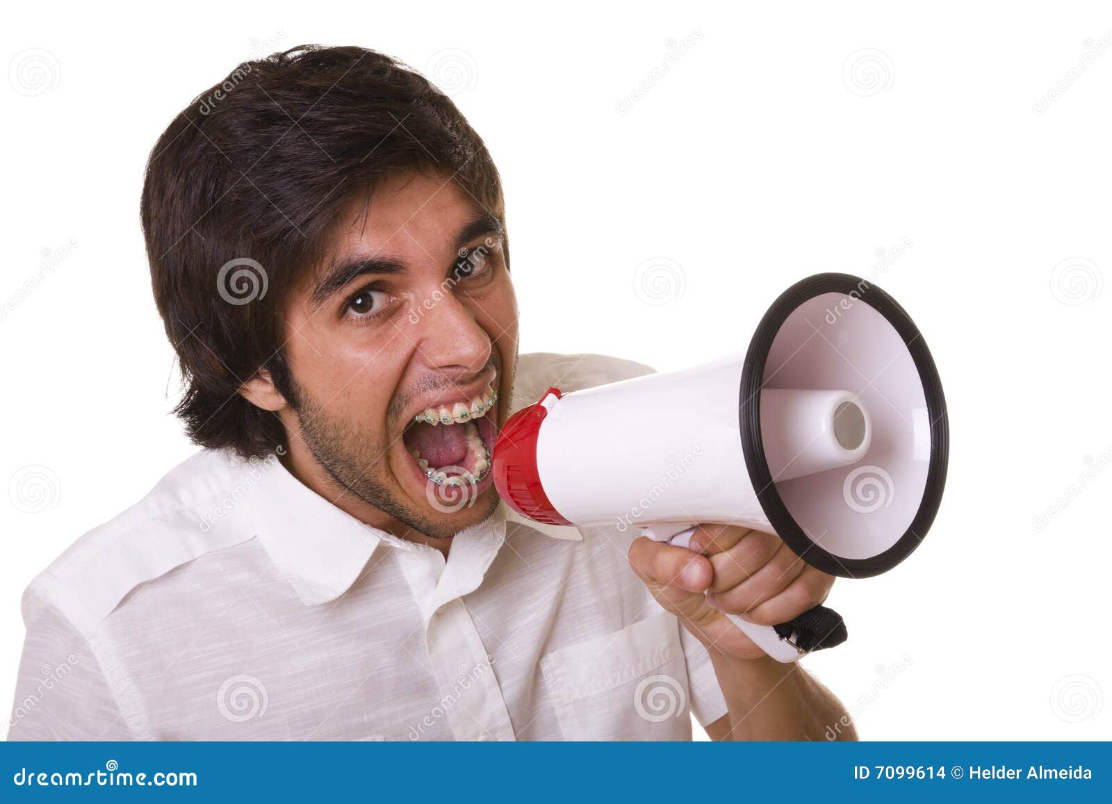 Shouting at the megaphone stock photo. Image of communication - 7099614