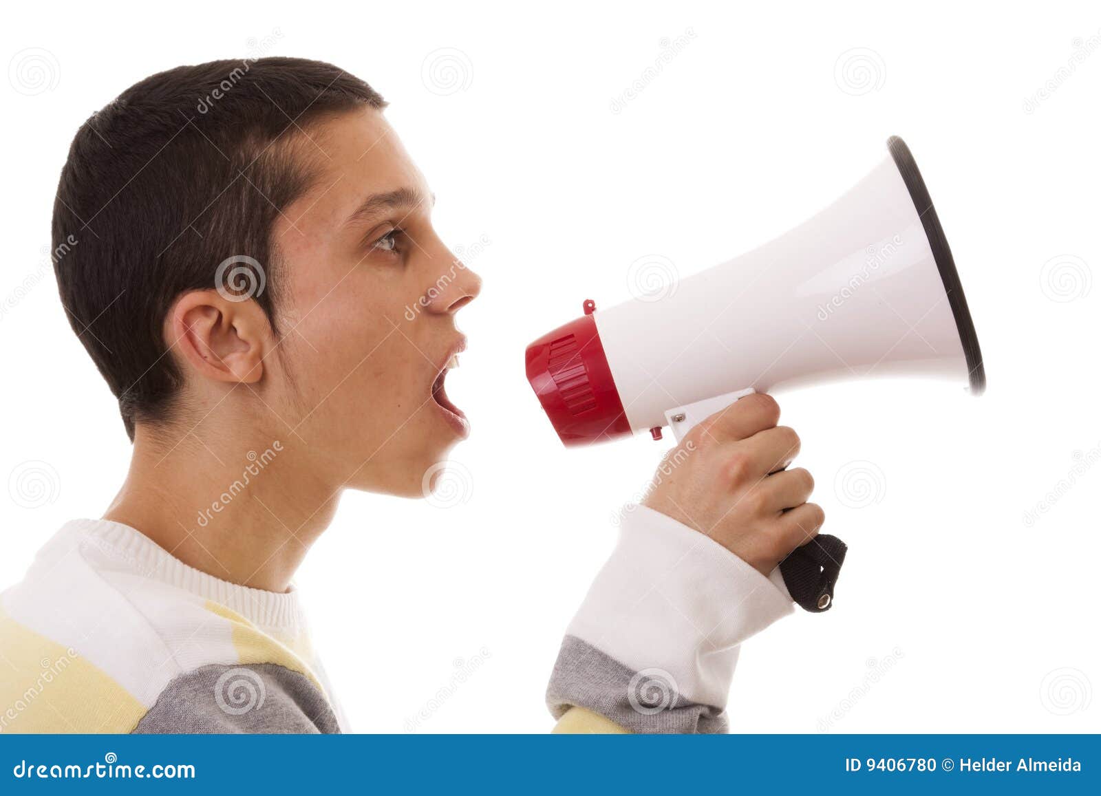 Shouting at the megaphone stock photo. Image of loud, communication ...