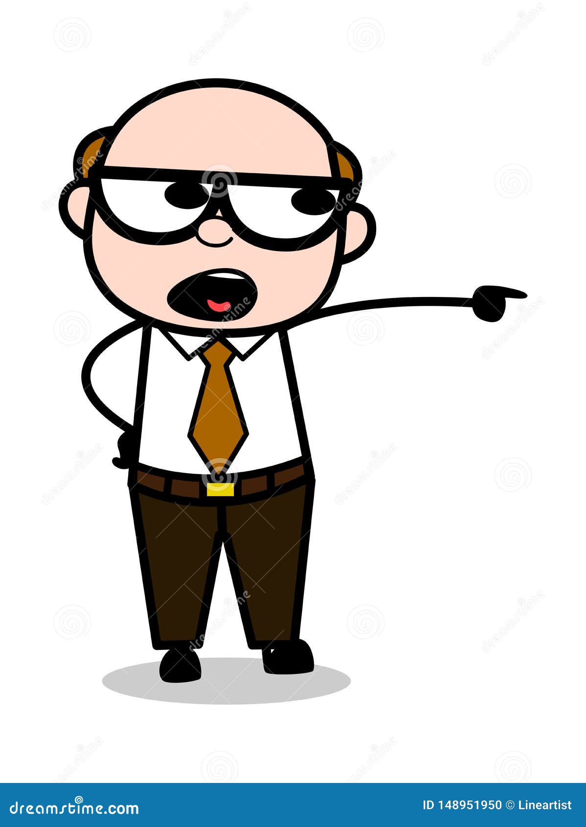 Shouting - Retro Cartoon Office Old Boss Man Vector Illustration Stock ...