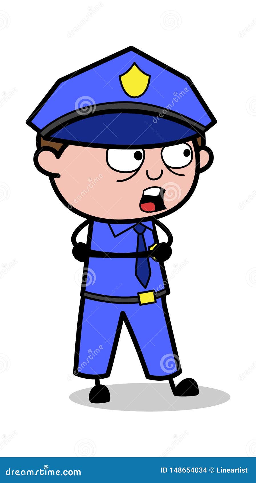 Shouting - Retro Cop Policeman Vector Illustration Stock Illustration ...