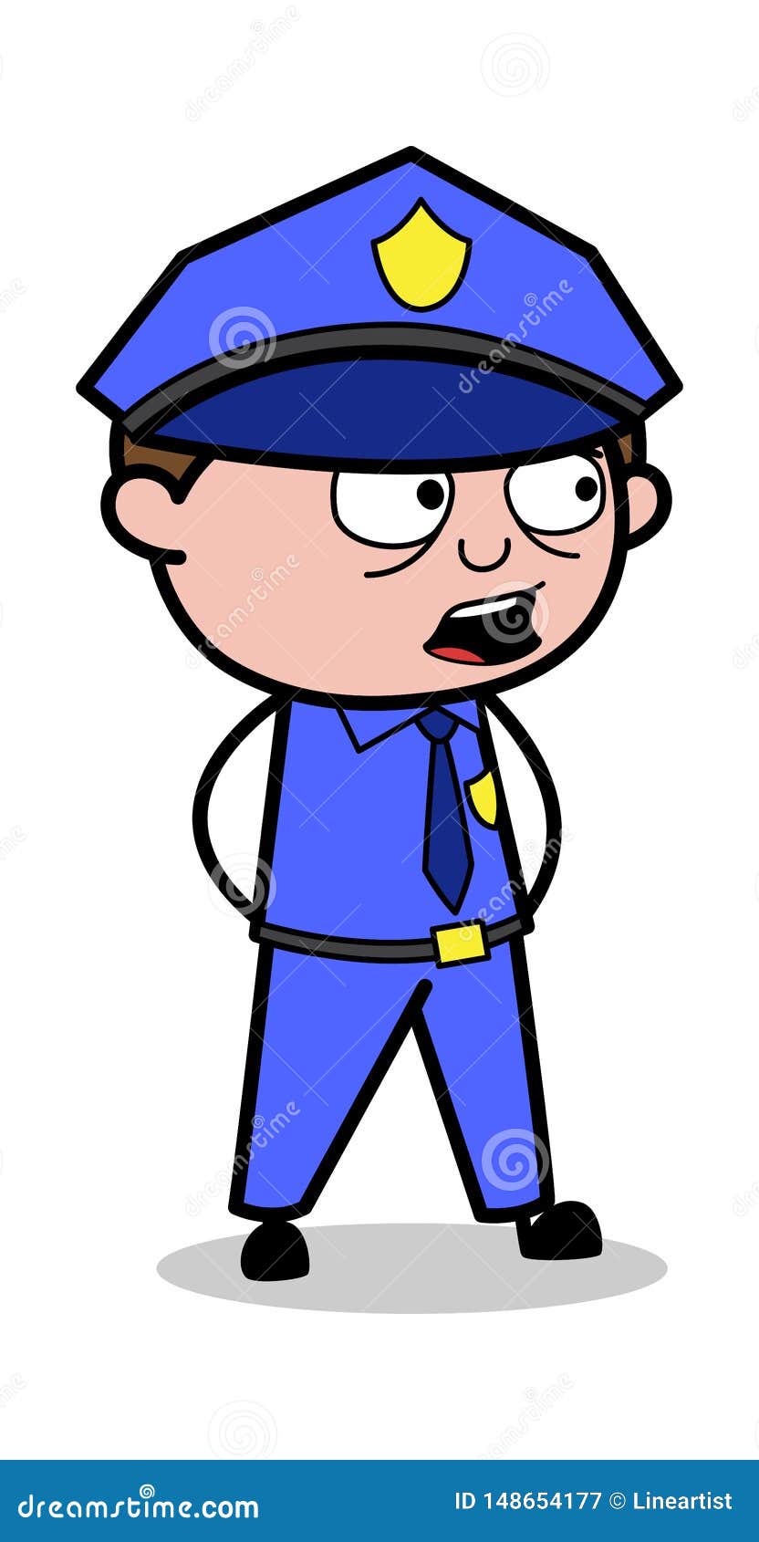 Shouting - Retro Cop Policeman Vector Illustration Stock Illustration ...