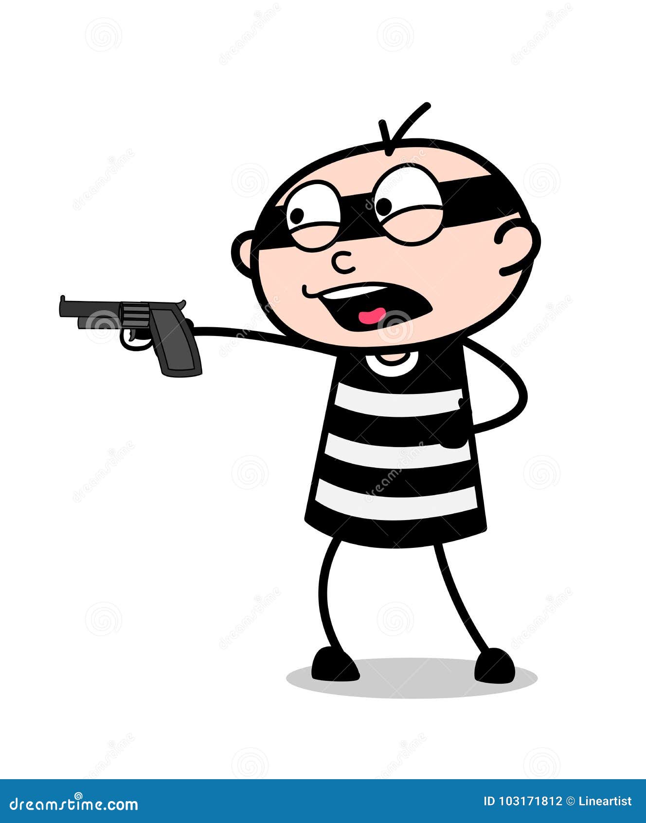 Shouting Robber Pointing Gun Vector Stock Illustration - Illustration ...