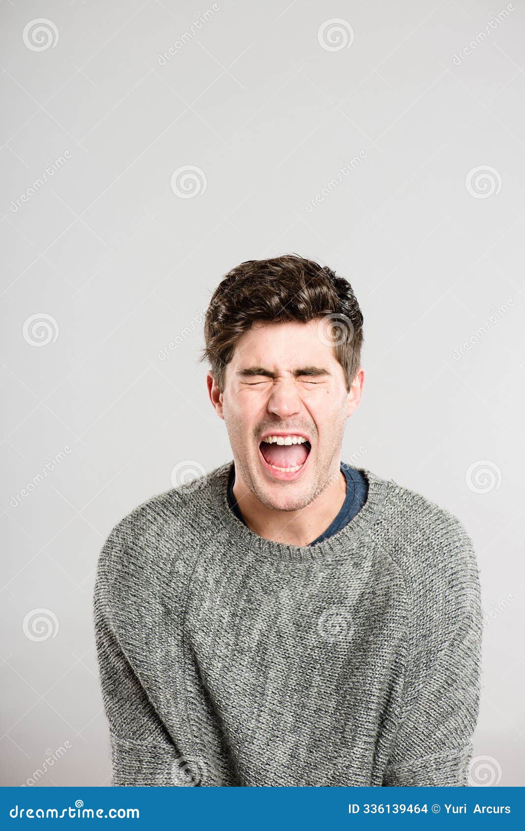 Shouting, Screaming and Face of Man in Studio with Anger, Upset and ... Shouting, Screaming and Face of Man in Studio with Anger, Upset and ...