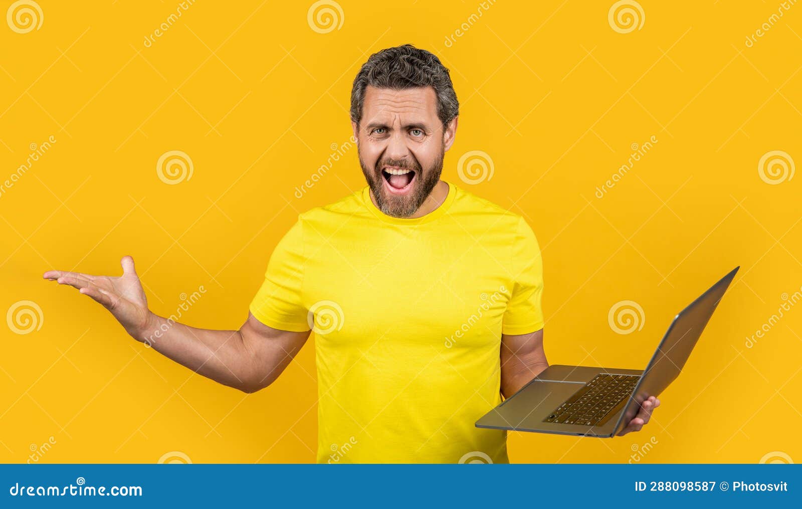 Shouting Stressed Man Programmer On Background Man Programmer In