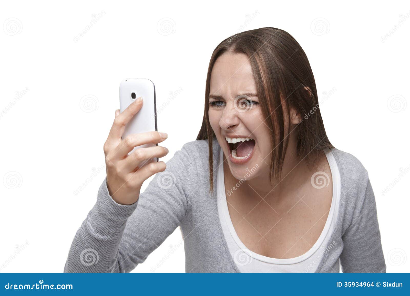 Shouting to mobile phone stock photo. Image of exacting - 35934964