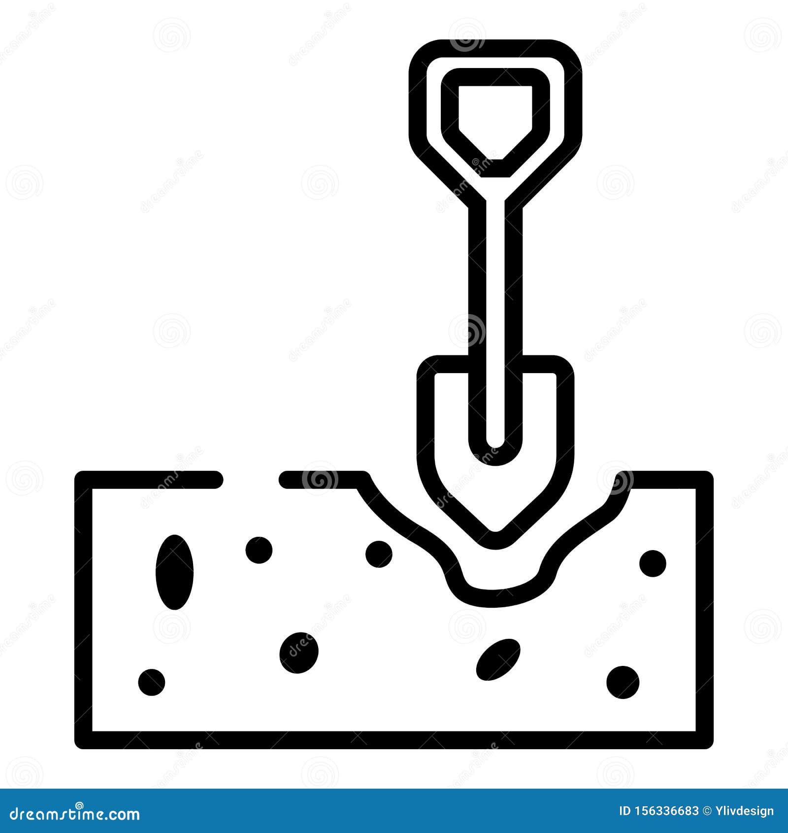 Shovel Digging Soil Icon, Outline Style Stock Vector - Illustration of ...