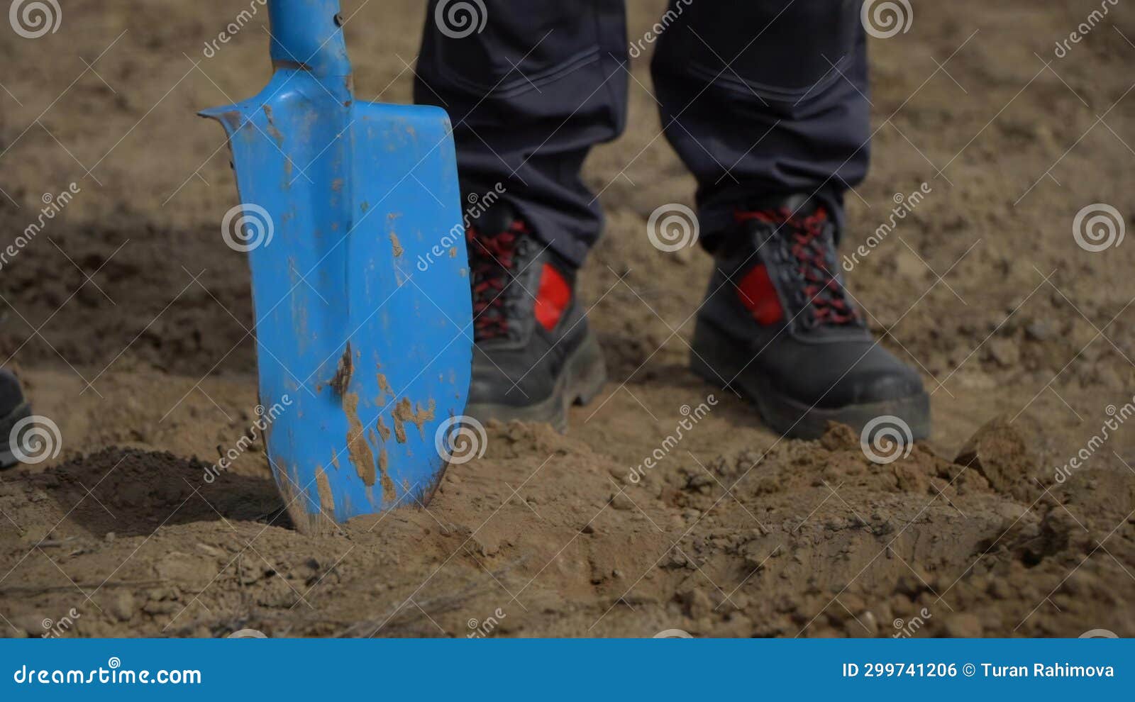 Shovel in the Hands of a Man on a Construction Site Stock Photo - Image ...