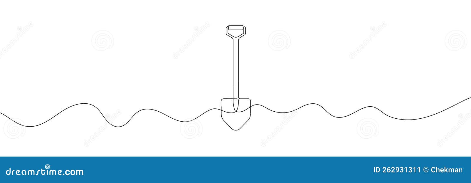 Shovel Icon in Continuous Line Drawing Style. Line Art of Shovel Icon ...
