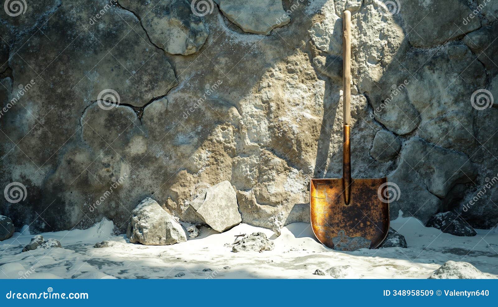 Shovel Leaning On The Wall At A Construction Site Royalty-Free Stock ...