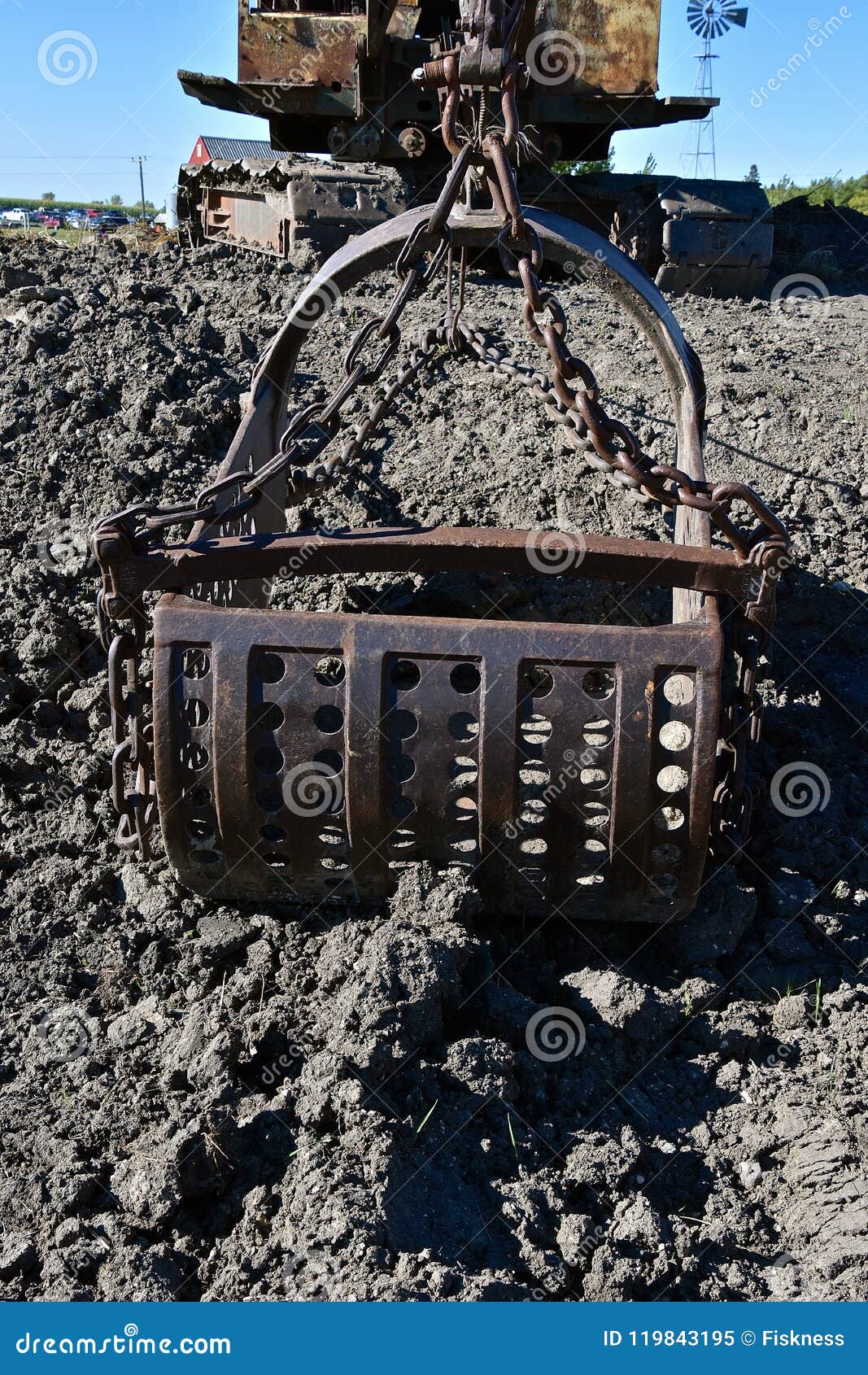 Shovel of an Old Dragline Scooping a Load of Dirt Stock Image - Image ...