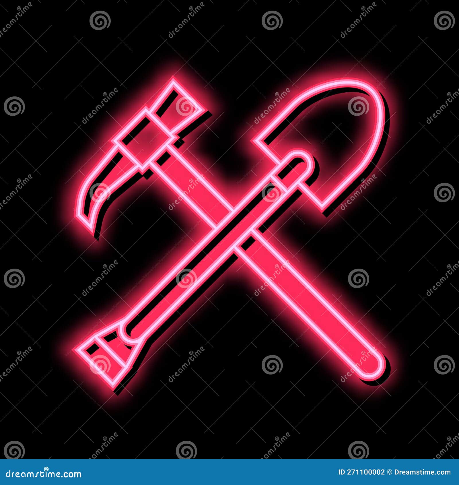Shovel and Pickax Neon Glow Icon Illustration Stock Vector ...