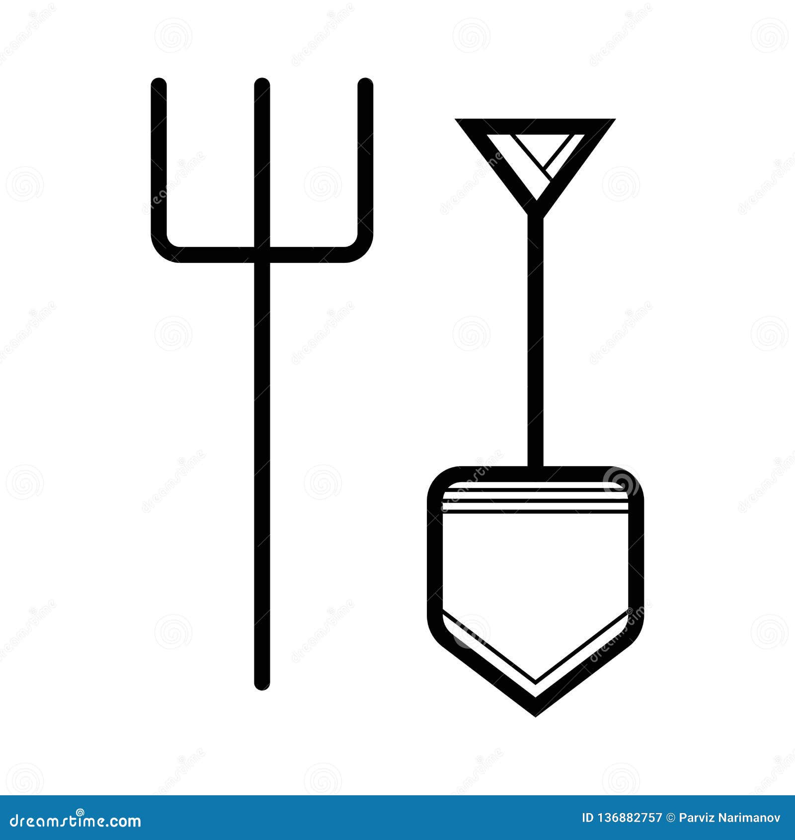 Shovel and rake icon stock illustration. Illustration of excavate ...