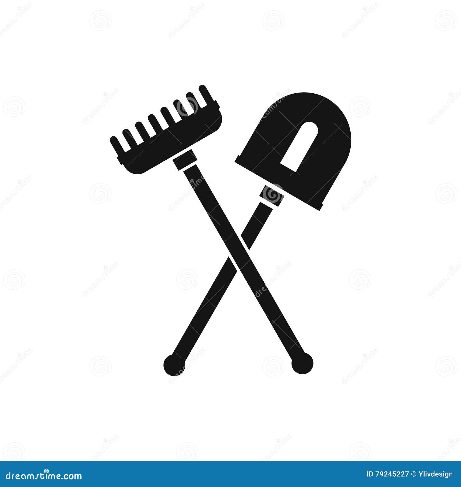 Shovel and Rake Icon, Simple Style Stock Vector - Illustration of ...