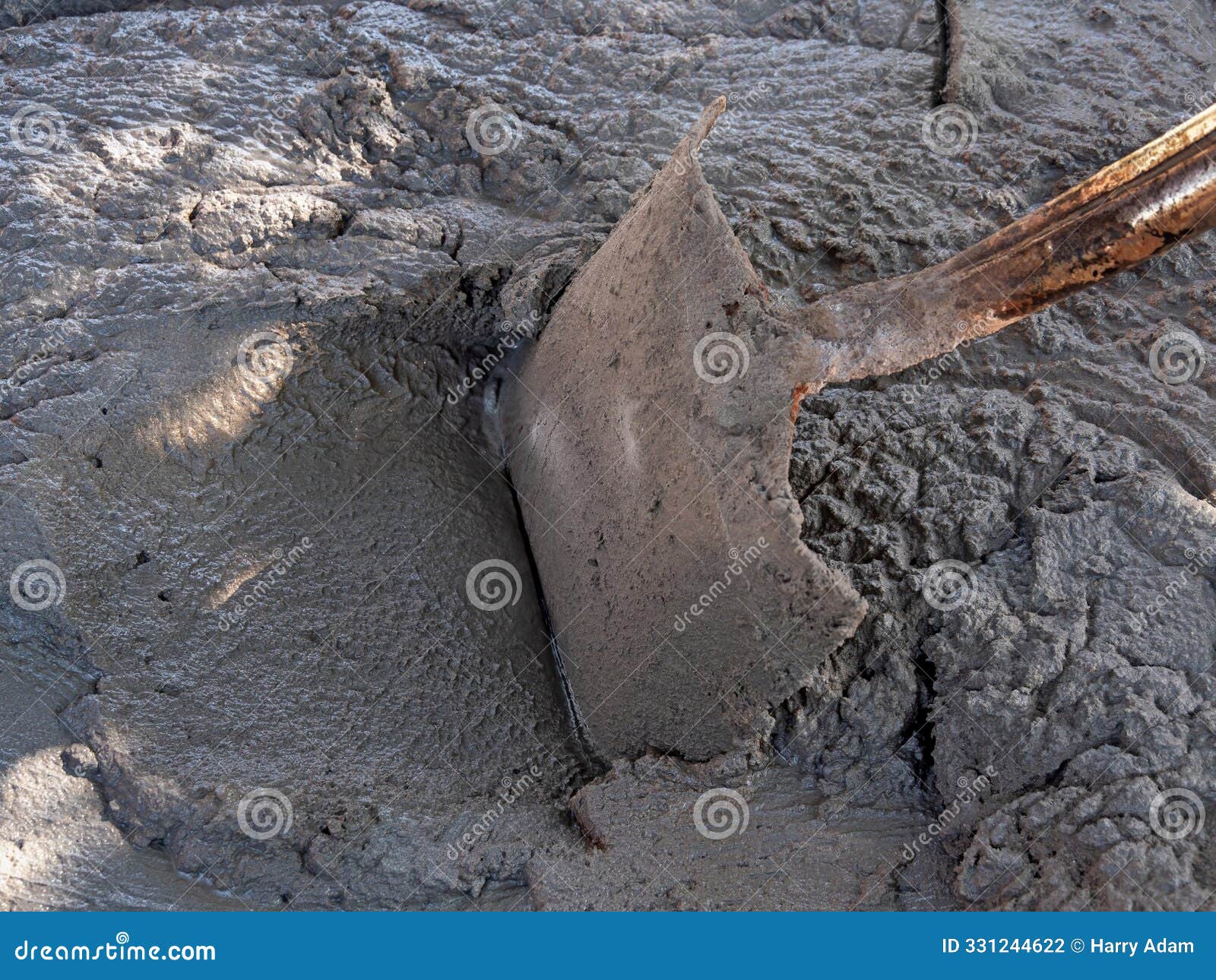 Shovel Stuck in Fresh Concrete Stock Photo - Image of background ...
