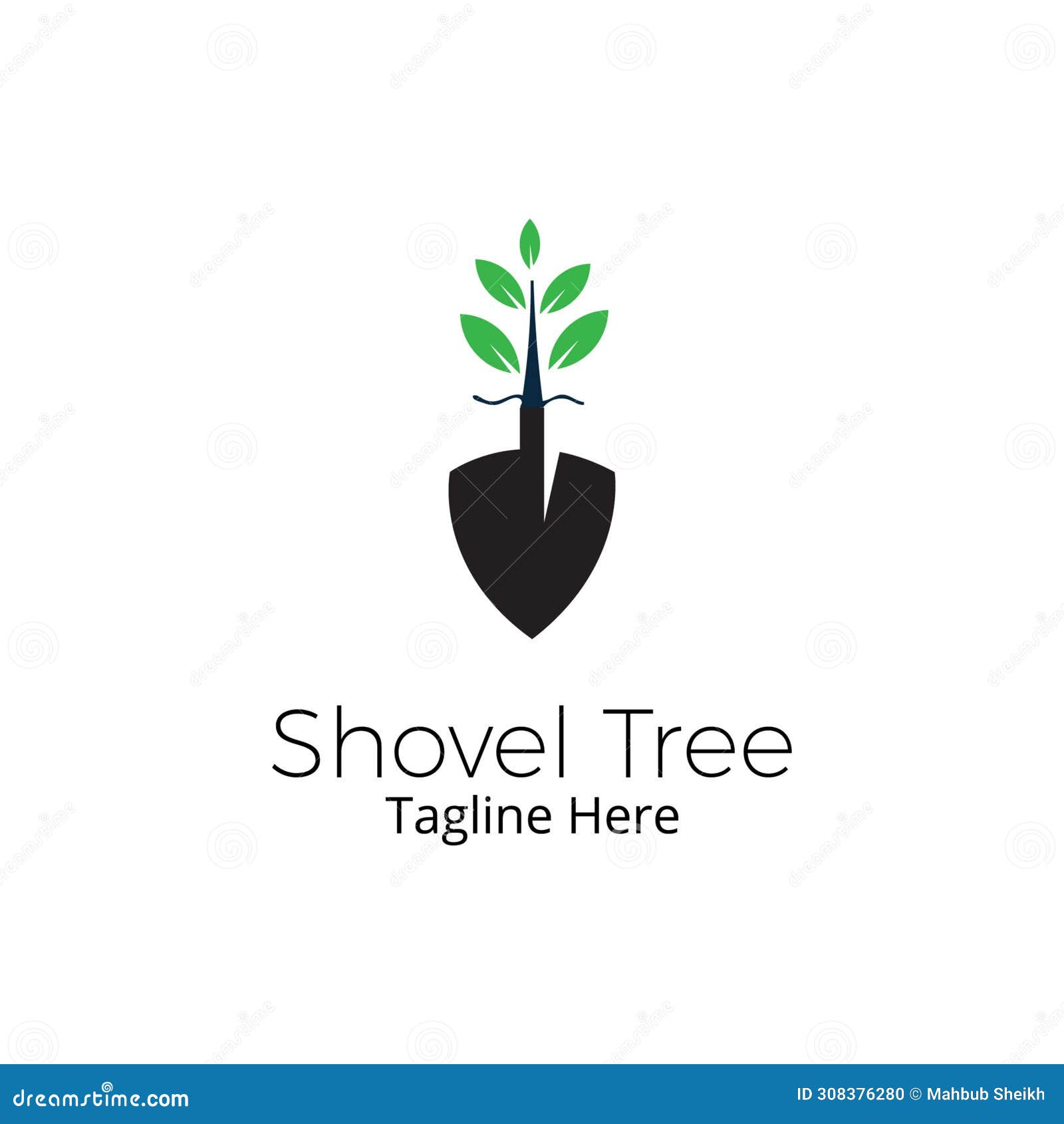 Shovel Tree Logo Design Template. Shovel for Agriculture. Stock Vector ...