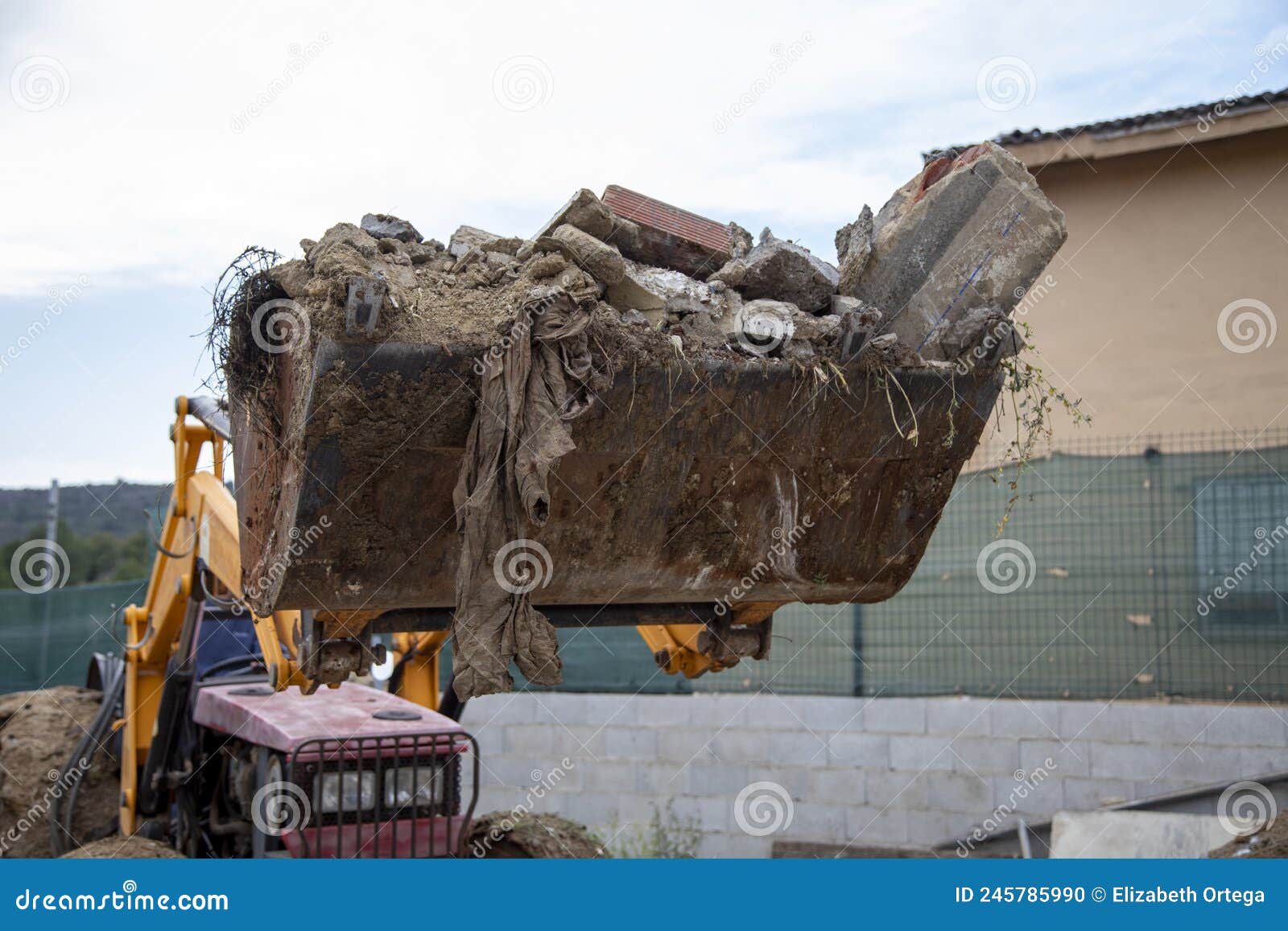 Shovel Working in the Collection and Transport of Rubble Stock Photo ...