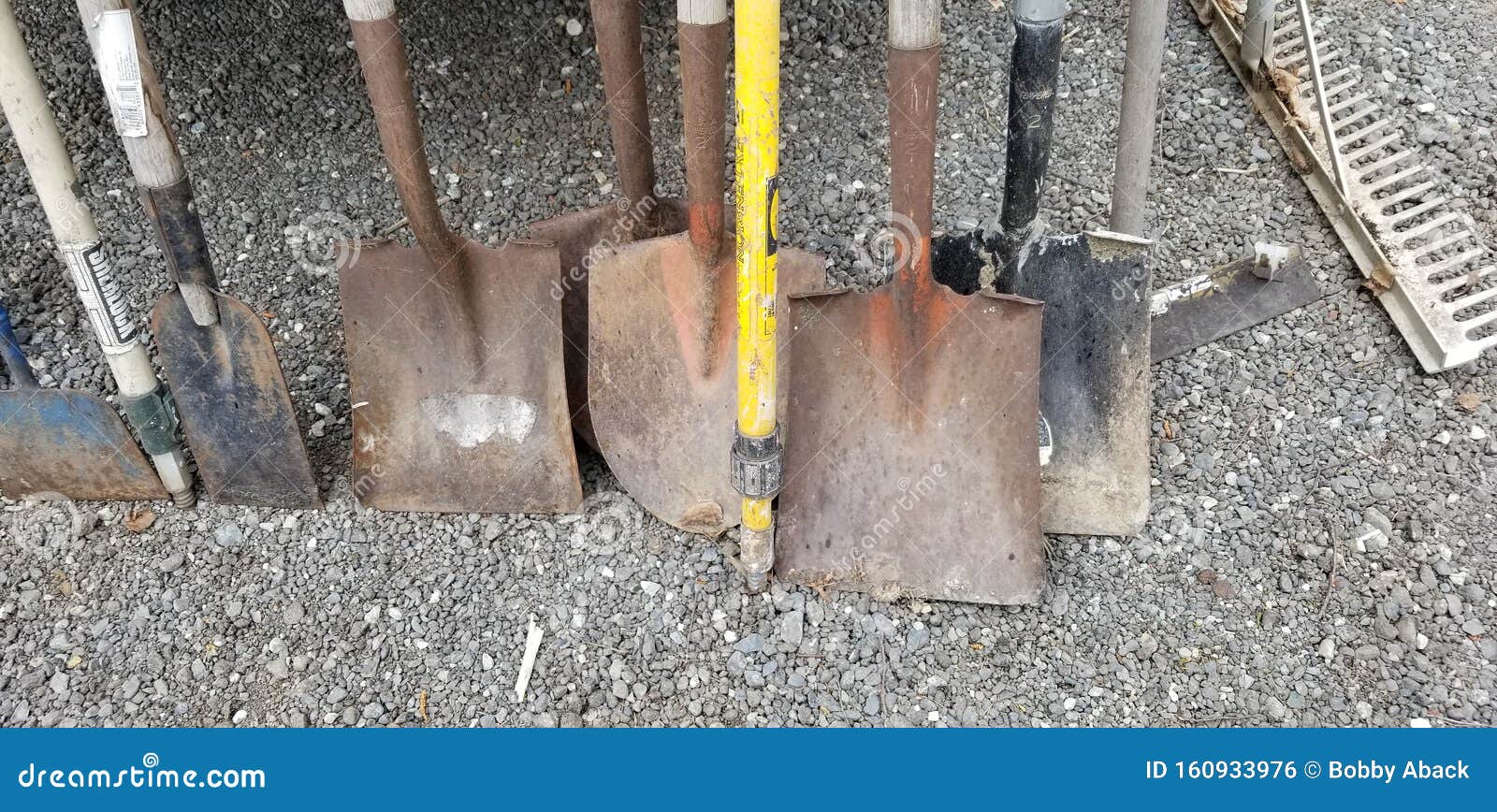 Shovels stock photo. Image of transport, asphalt, concrete - 160933976