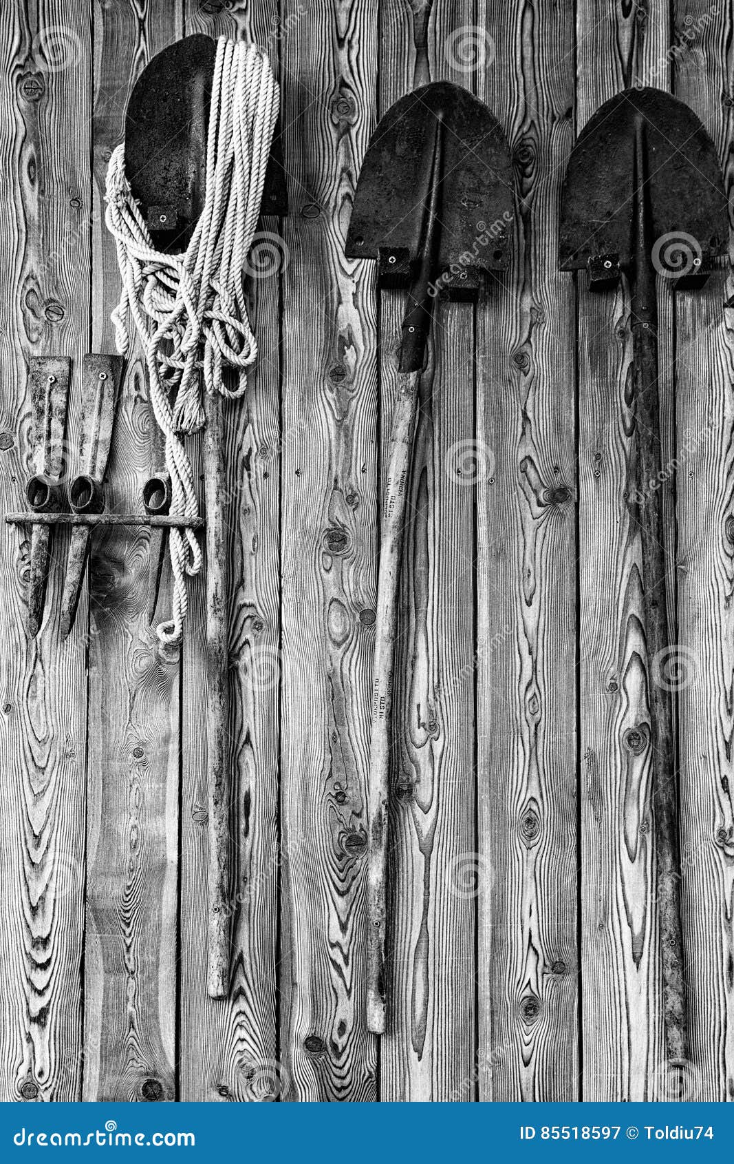 Shovels and mining tools. stock image. Image of rusty - 85518597