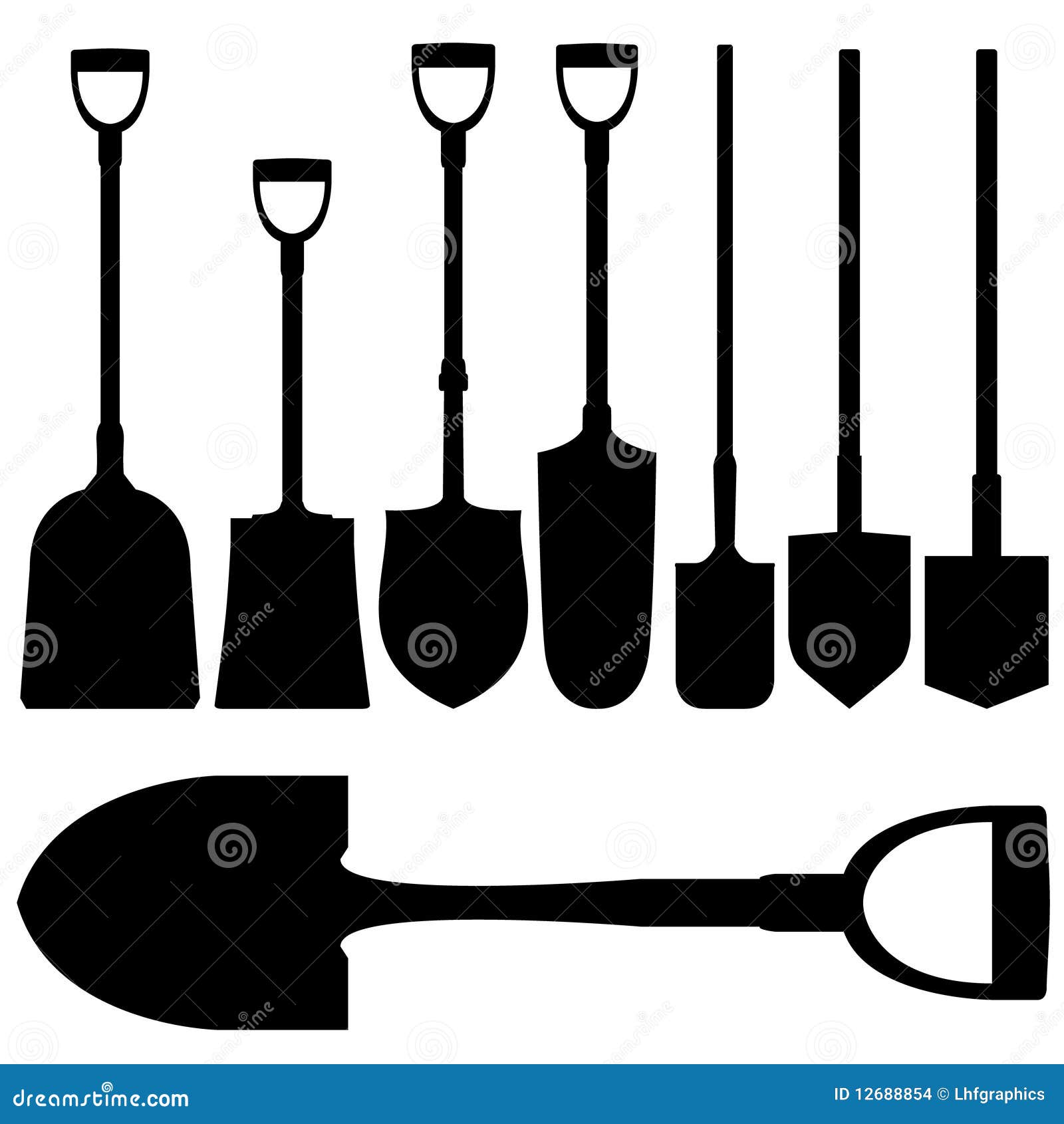 Shovels, Spades, And Digging Tools In Vector Illustration ...