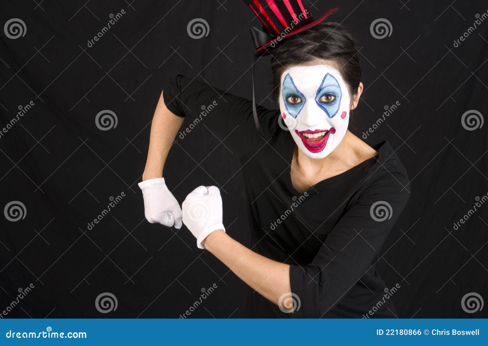 Show Clown Female Portrait Animated Pose Stock Photo - Image of painted ...