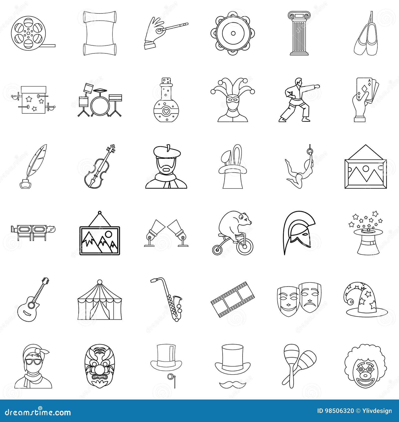 Show Icons Set, Outline Style Stock Vector - Illustration of pillar ...