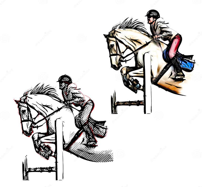 Show jumping illustration stock illustration. Illustration of horseback ...