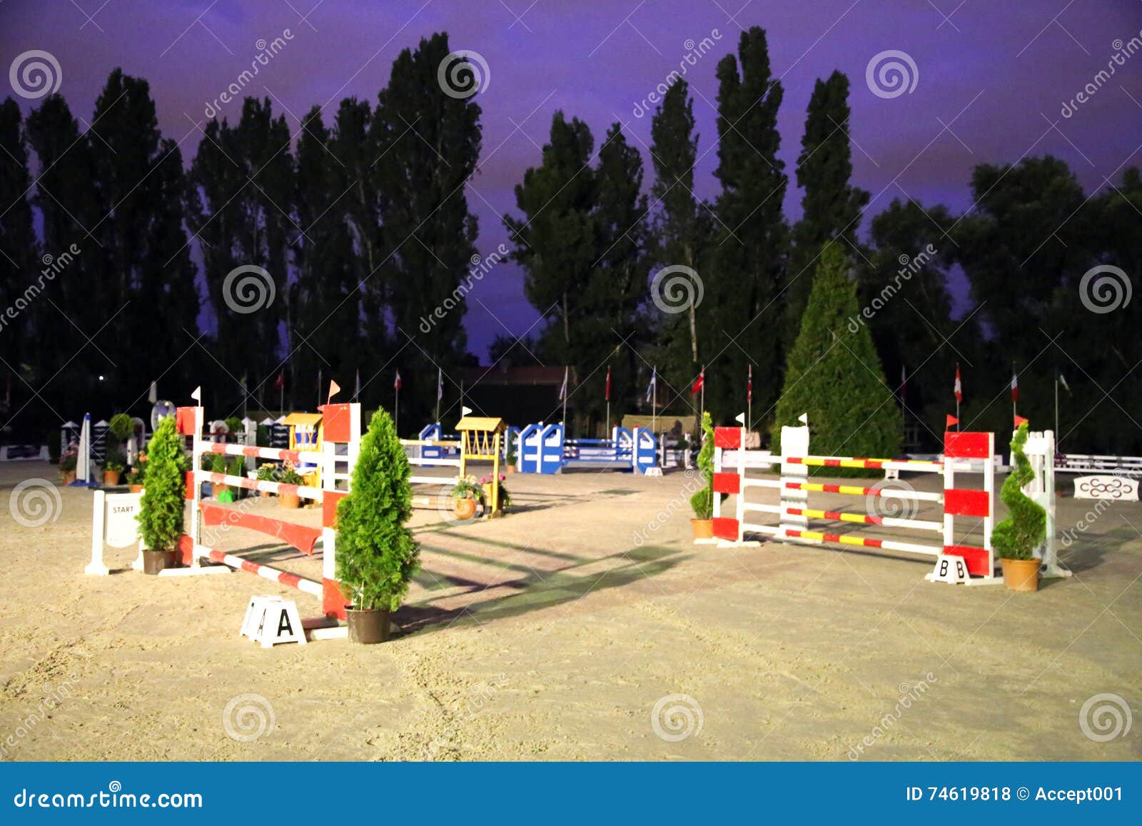 Show-jumping Obstacles in the Evening Stock Photo - Image of ...