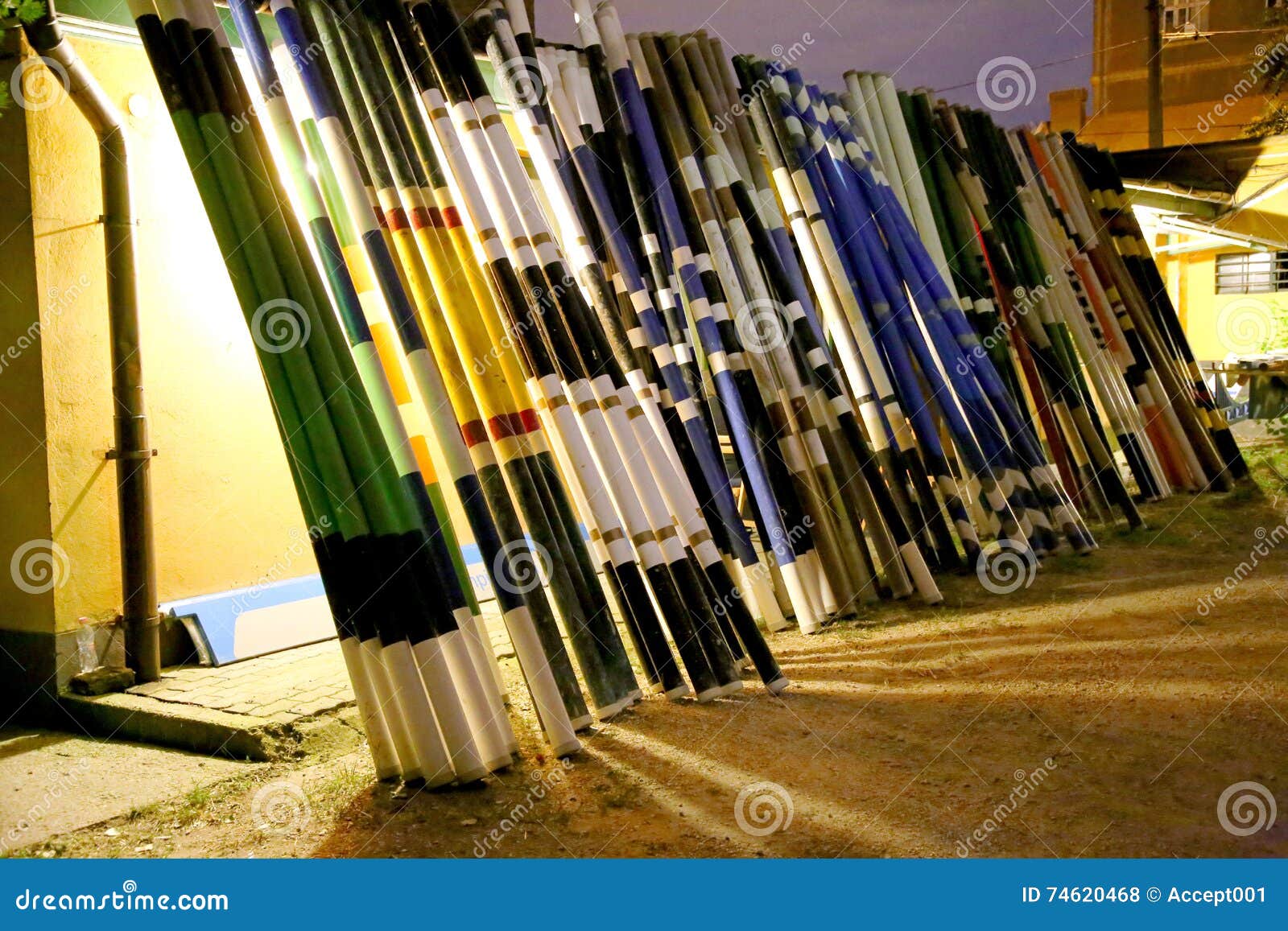 Show-jumping Obstacles in the Evening in Row Stock Photo - Image of ...